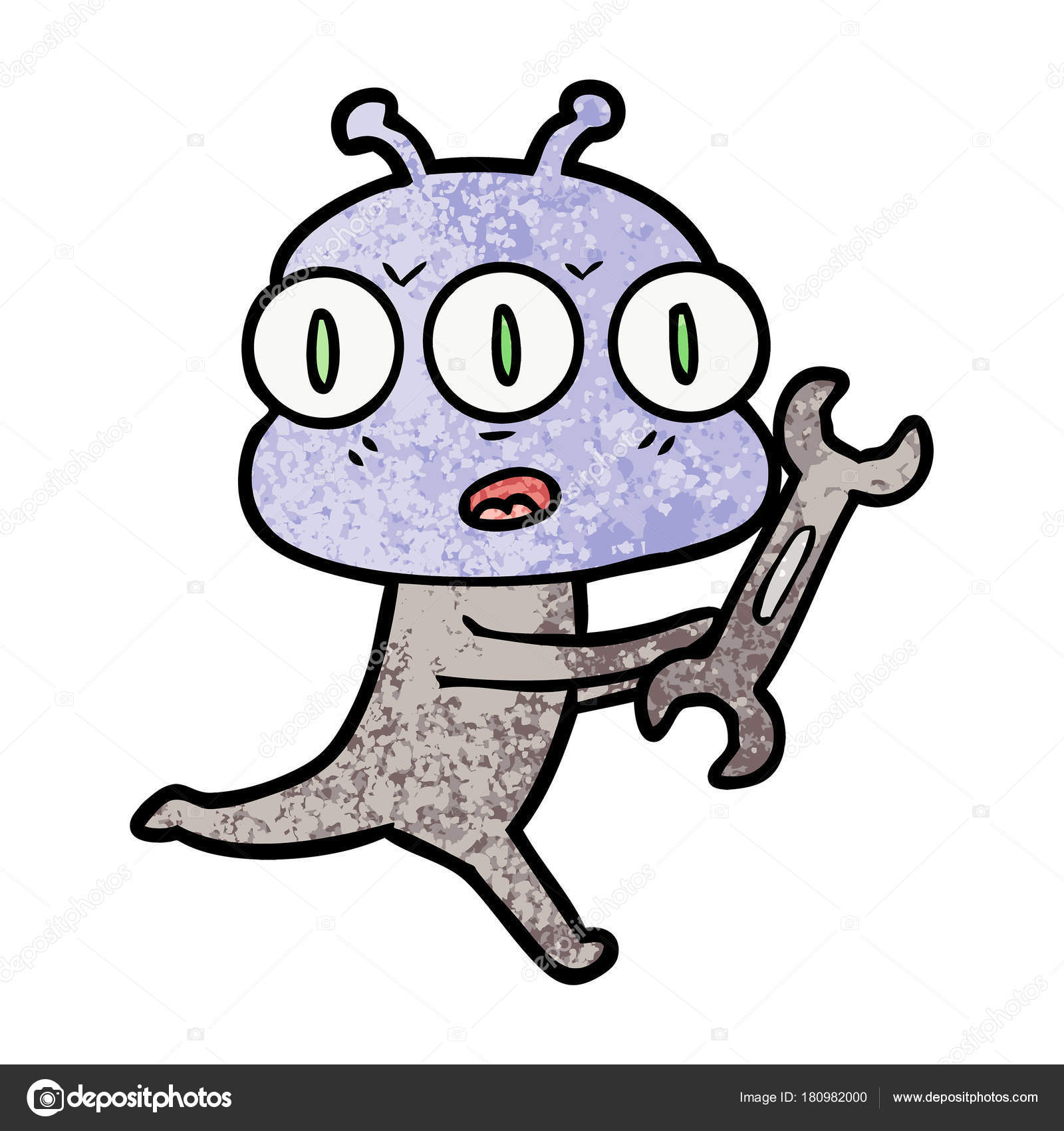 Cartoon Three Eyed Alien Stock Vector Image by ©lineartestpilot #180982000