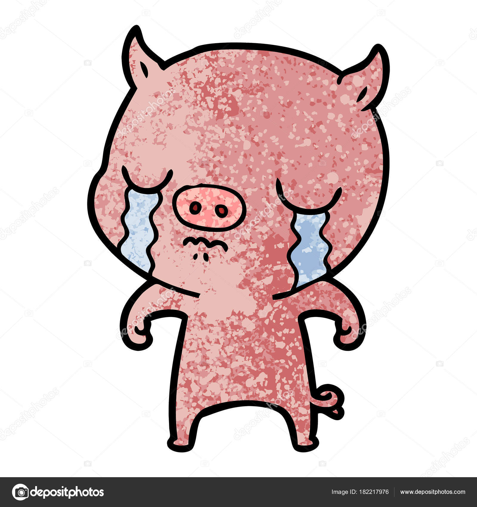 Vector Ilustración Dibujos Animados Cerdo Llorando Vector de stock por ...