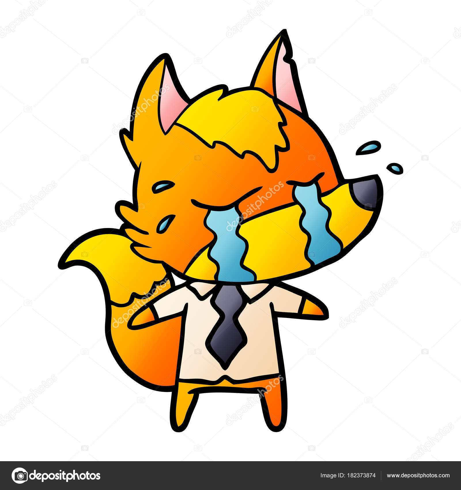 Sad Little Business Fox Cartoon Character Stock Vector Image by ...