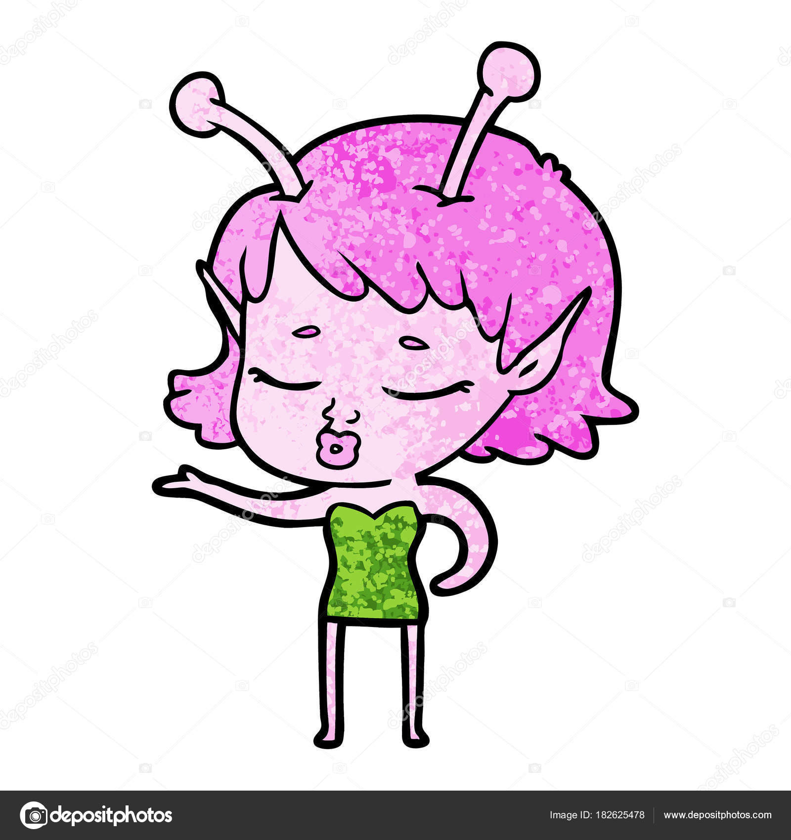 Linda Chica Alienígena Dibujos Animados Vector de stock por ...
