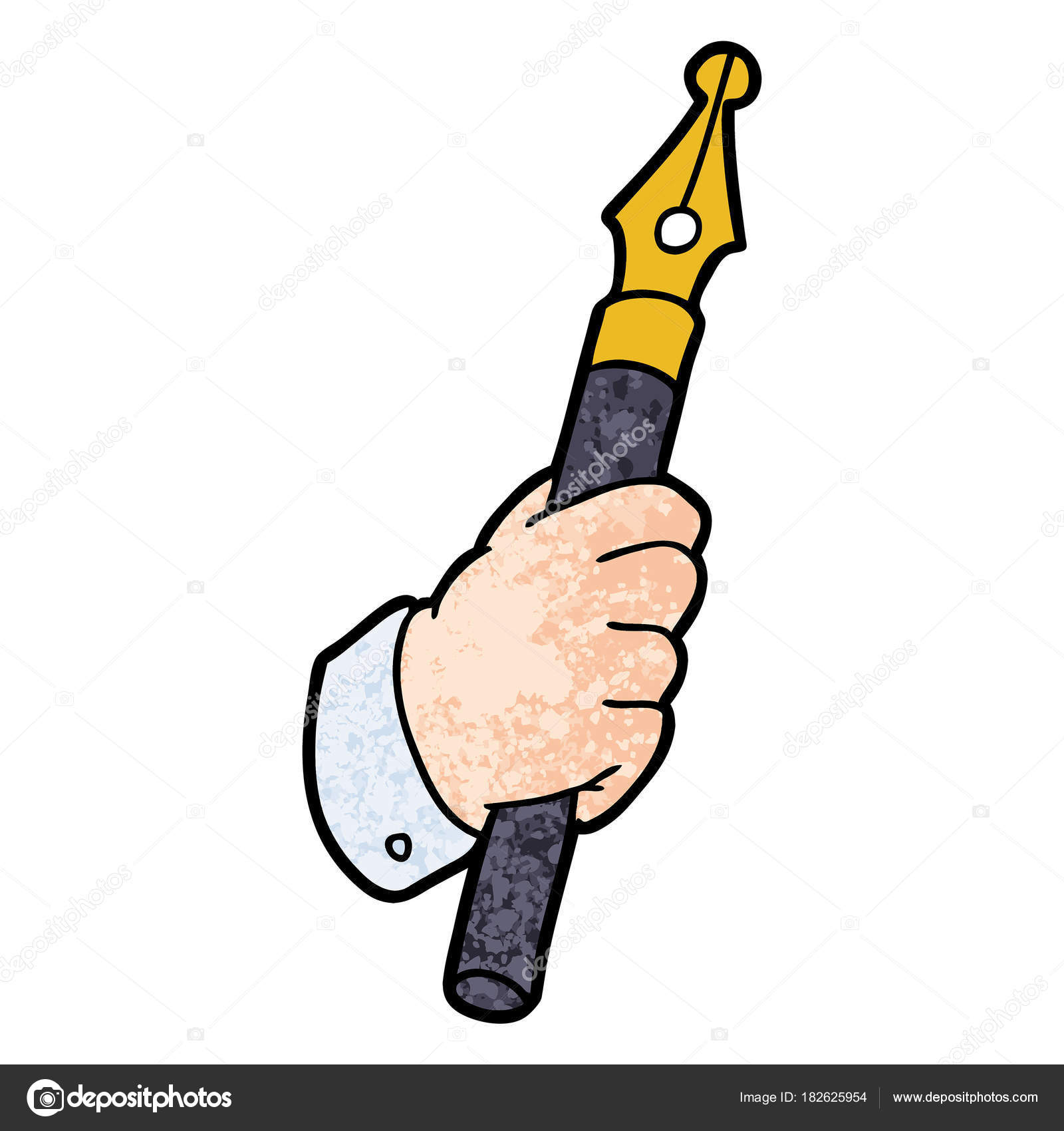 Cartoon Hand Holding Fountain Pen Stock Vector Image by ...