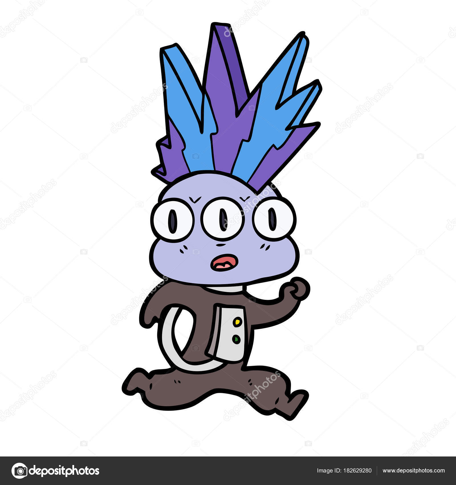 Dibujos Animados Tres Ojos Alien Rocker Vector de stock #182629280 de ...