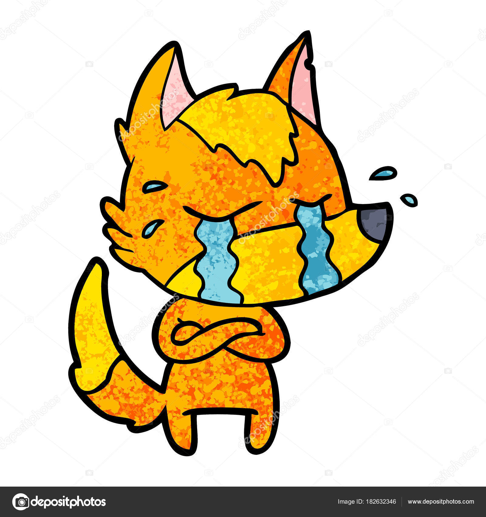 Sad Little Fox Cartoon Character Stock Vector by ©lineartestpilot 182632346