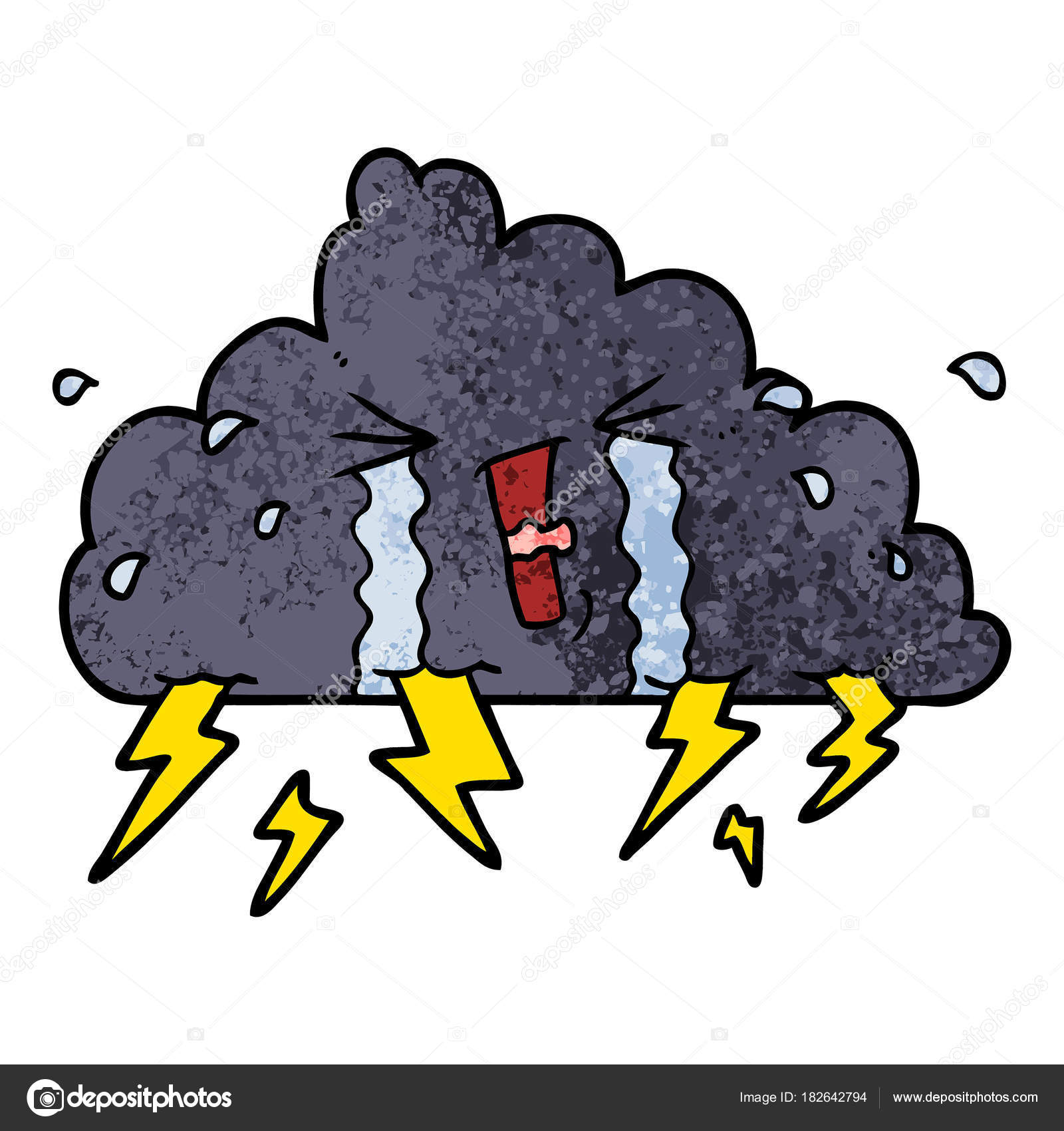 Vector Ilustración Dibujos Animados Nube Trueno Vector de stock por ...