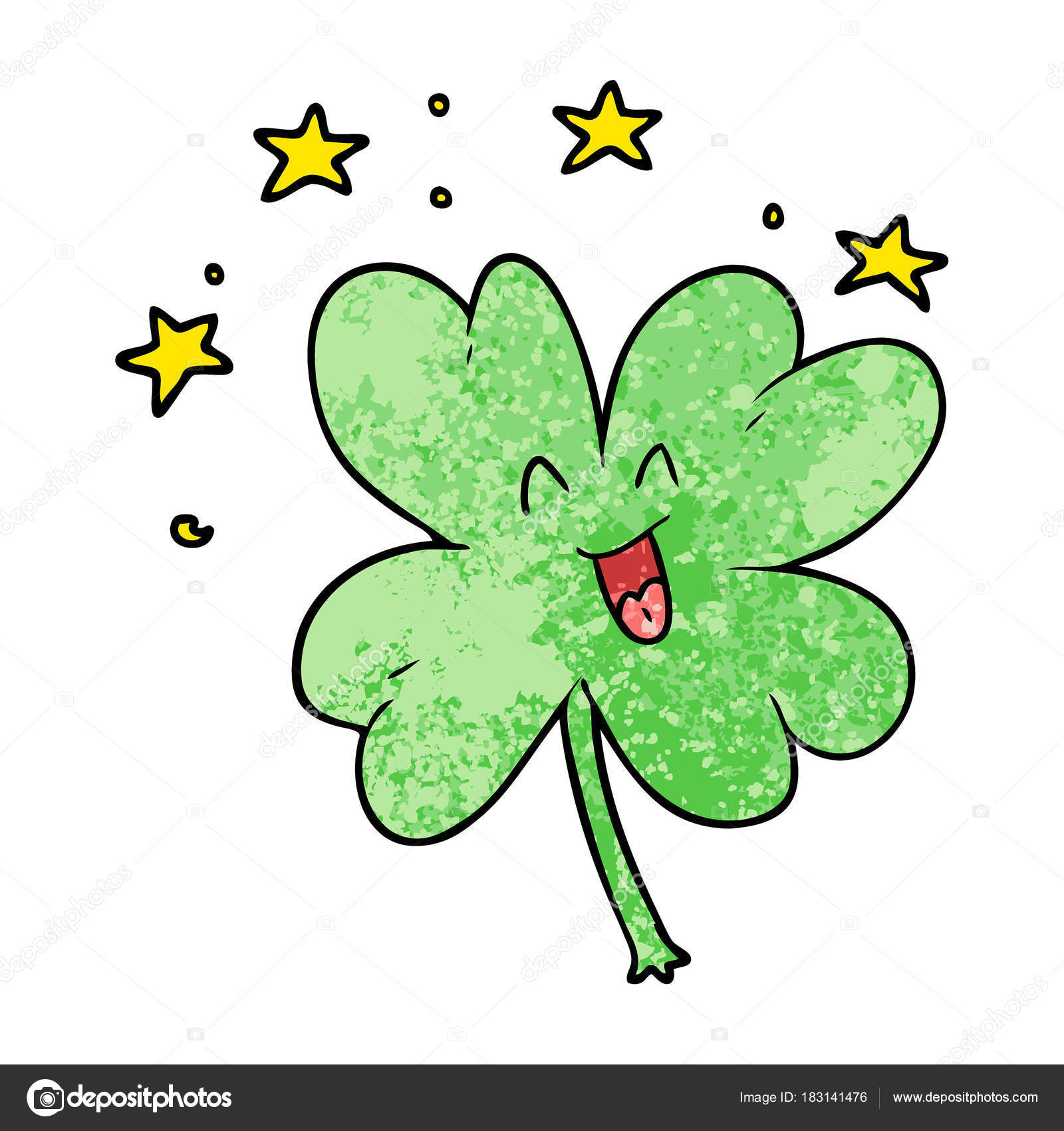 Dibujos Animados Feliz Trébol Cuatro Hojas Vector de stock #183141476 ...