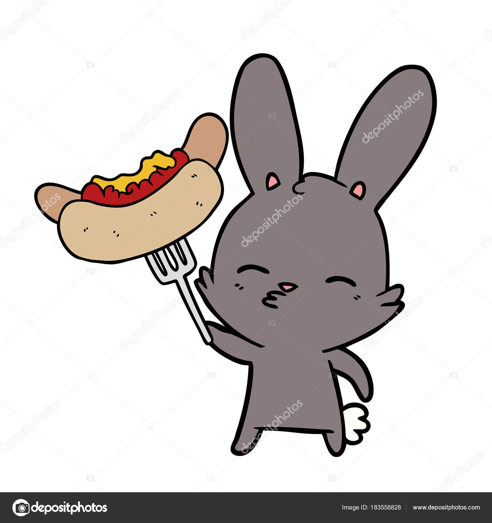 Curious Bunny Cartoon Hotdog Stock Vector Image by ©lineartestpilot ...