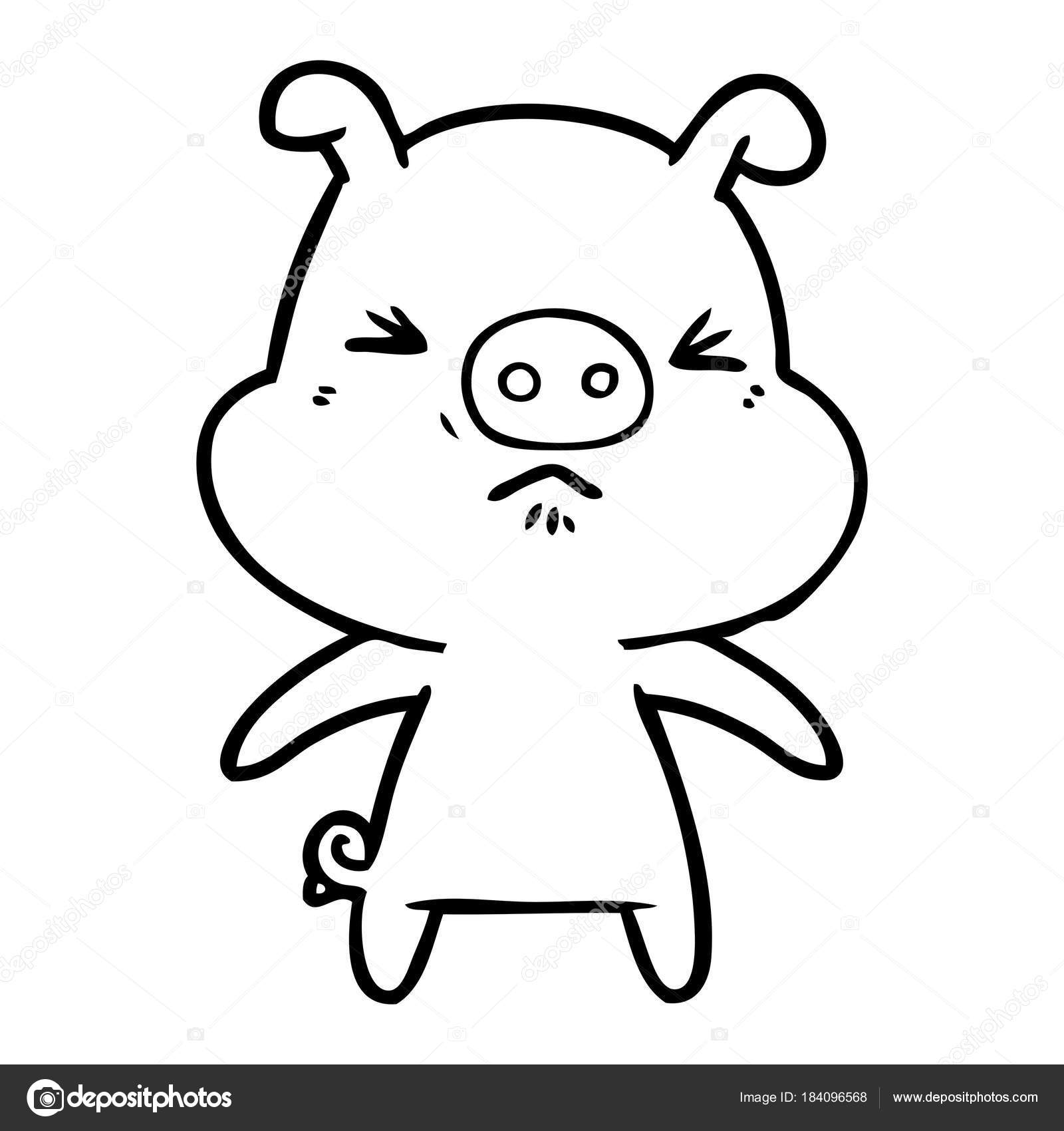 Vector Illustration Cartoon Angry Pig Stock Vector by ©lineartestpilot ...
