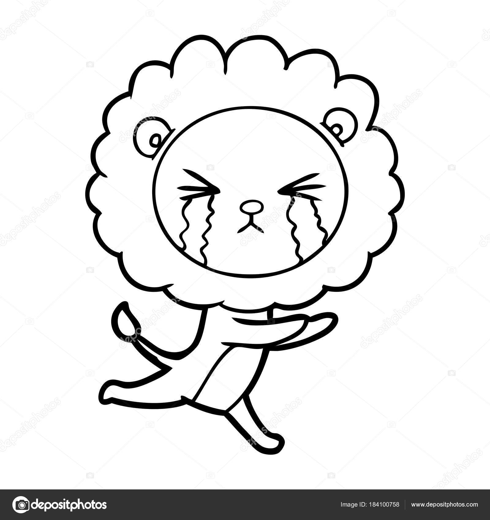 Vector Ilustración Dibujos Animados Llorando León Vector de stock por ...