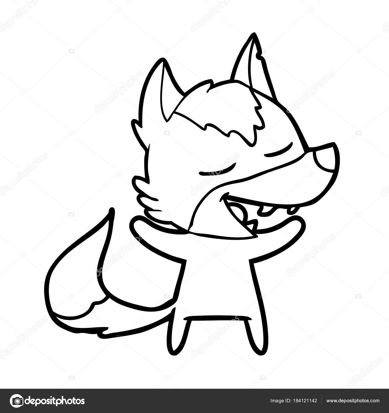 Vector Ilustración Dibujos Animados Lobo Riendo Vector de stock por ...