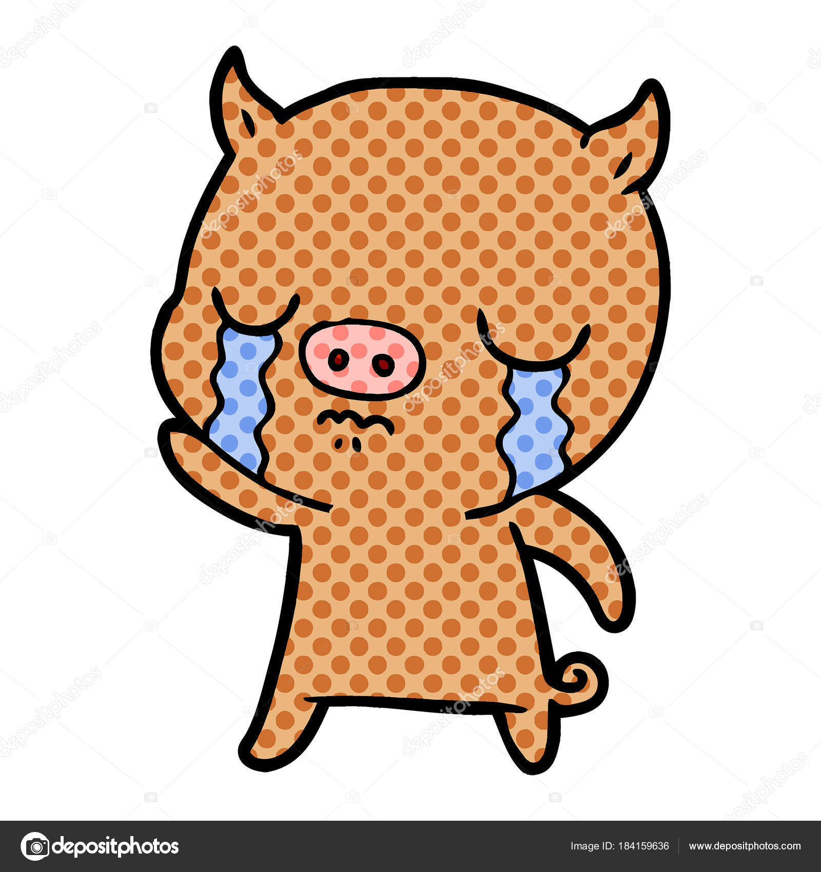 Cartoon Pig Crying Waving Goodbye Stock Vector Image by ...