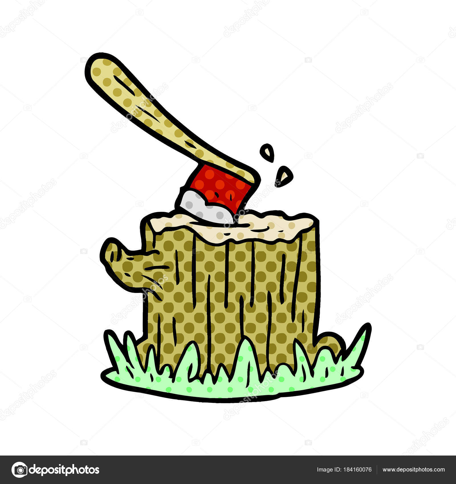 Cartoon Axe Stuck Tree Stump Stock Vector Image by ©lineartestpilot ...