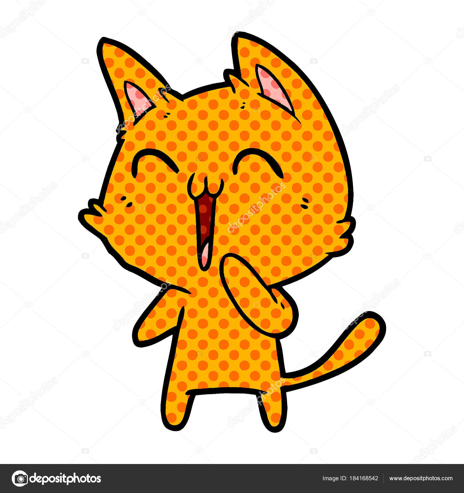 Happy Cartoon Cat Meowing Stock Vector by ©lineartestpilot 184168542