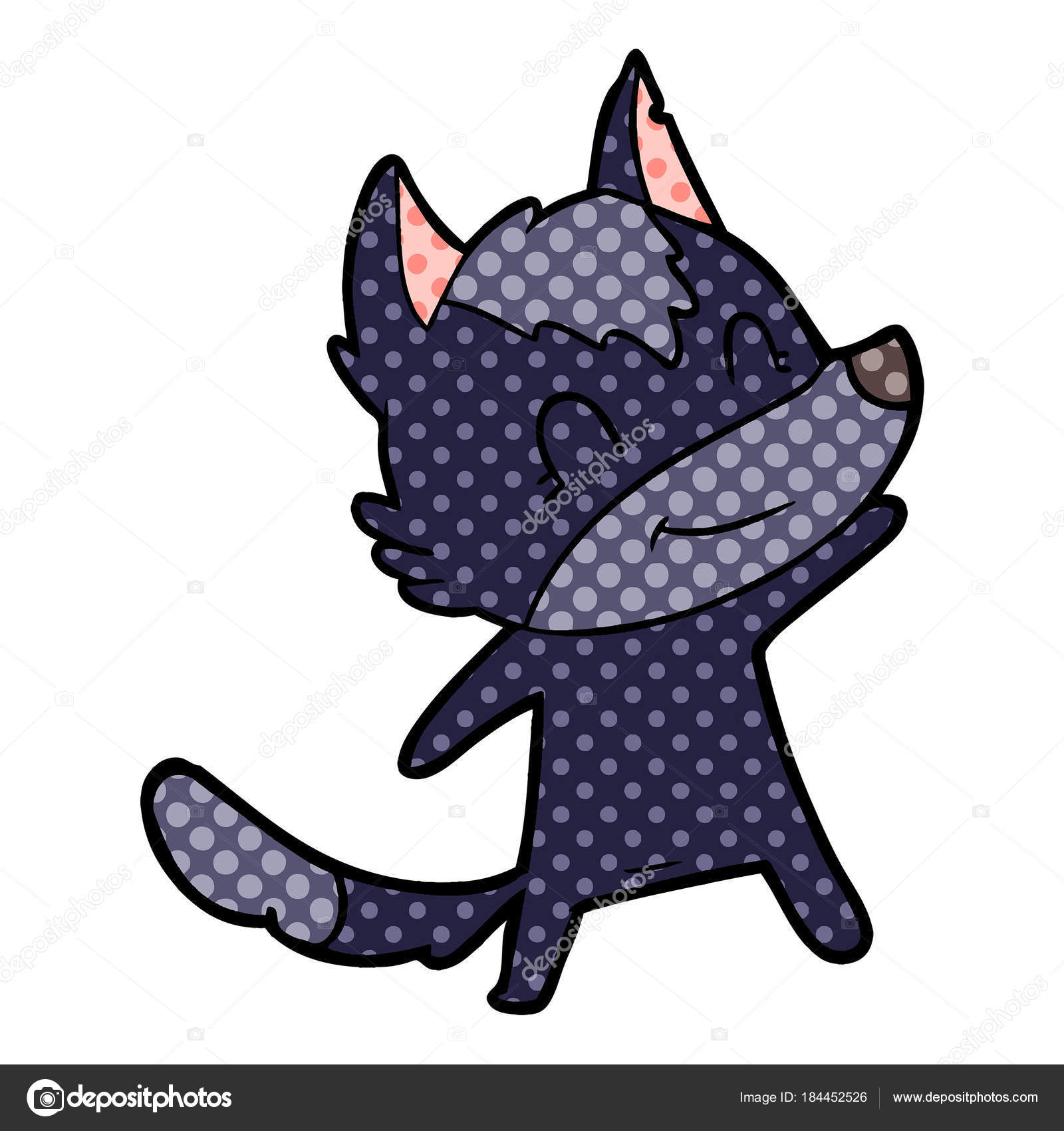 Ilustración Vectorial Lobo Dibujos Animados Amigable Vector de stock ...