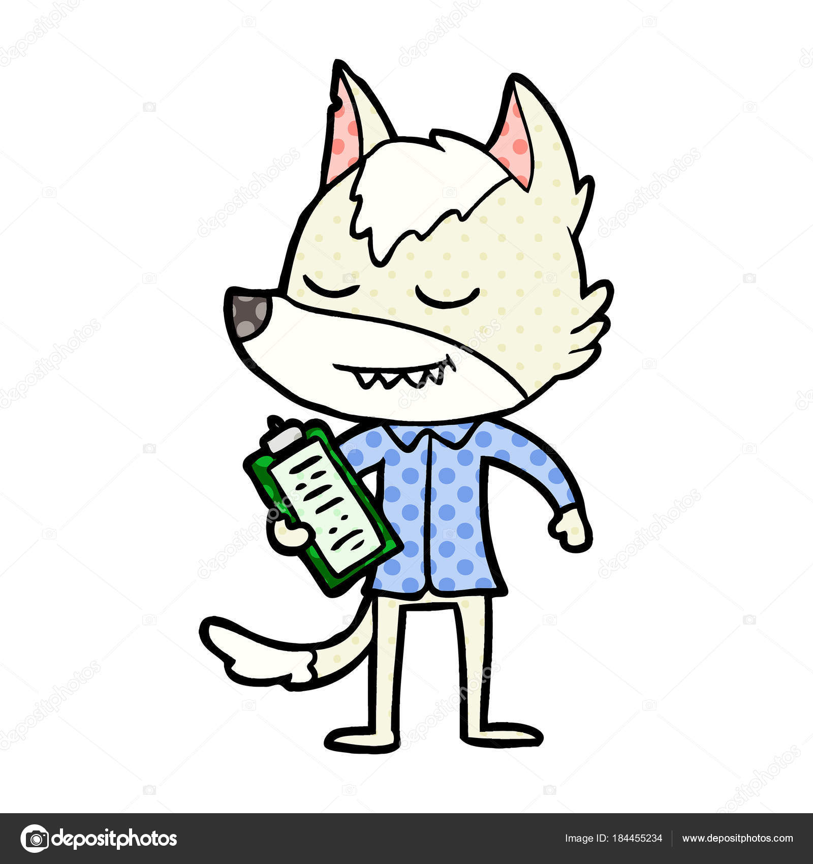 Friendly Cartoon Wolf Notes Stock Vector Image by ©lineartestpilot ...