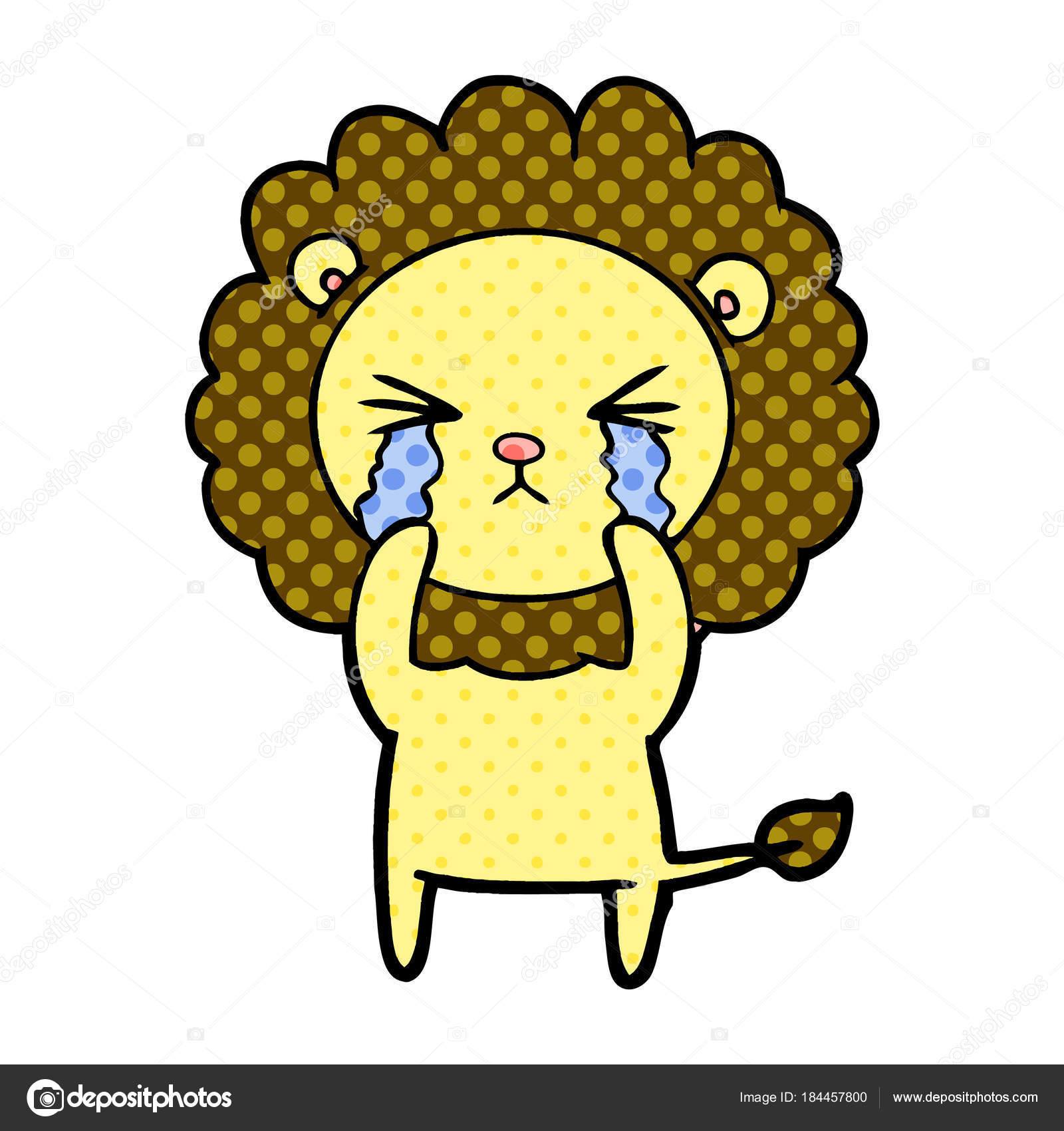 Vector Ilustración Dibujos Animados Llorando León Vector de stock por ...