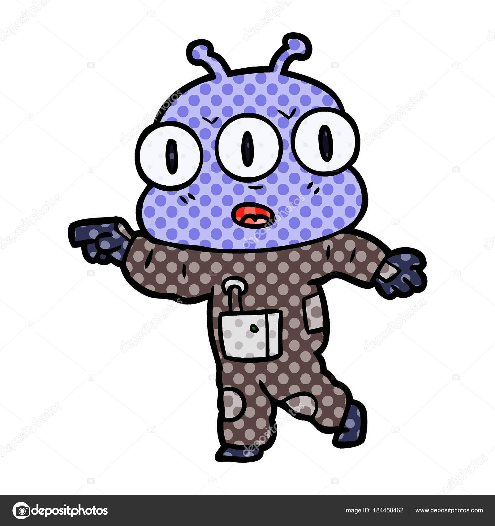 Cartoon Three Eyed Alien Pointing Stock Vector Image by ...