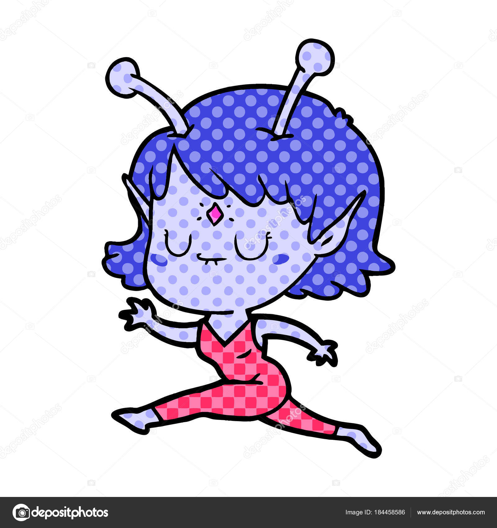 Cartoon Alien Girl Jumping Stock Vector Image by ©lineartestpilot ...