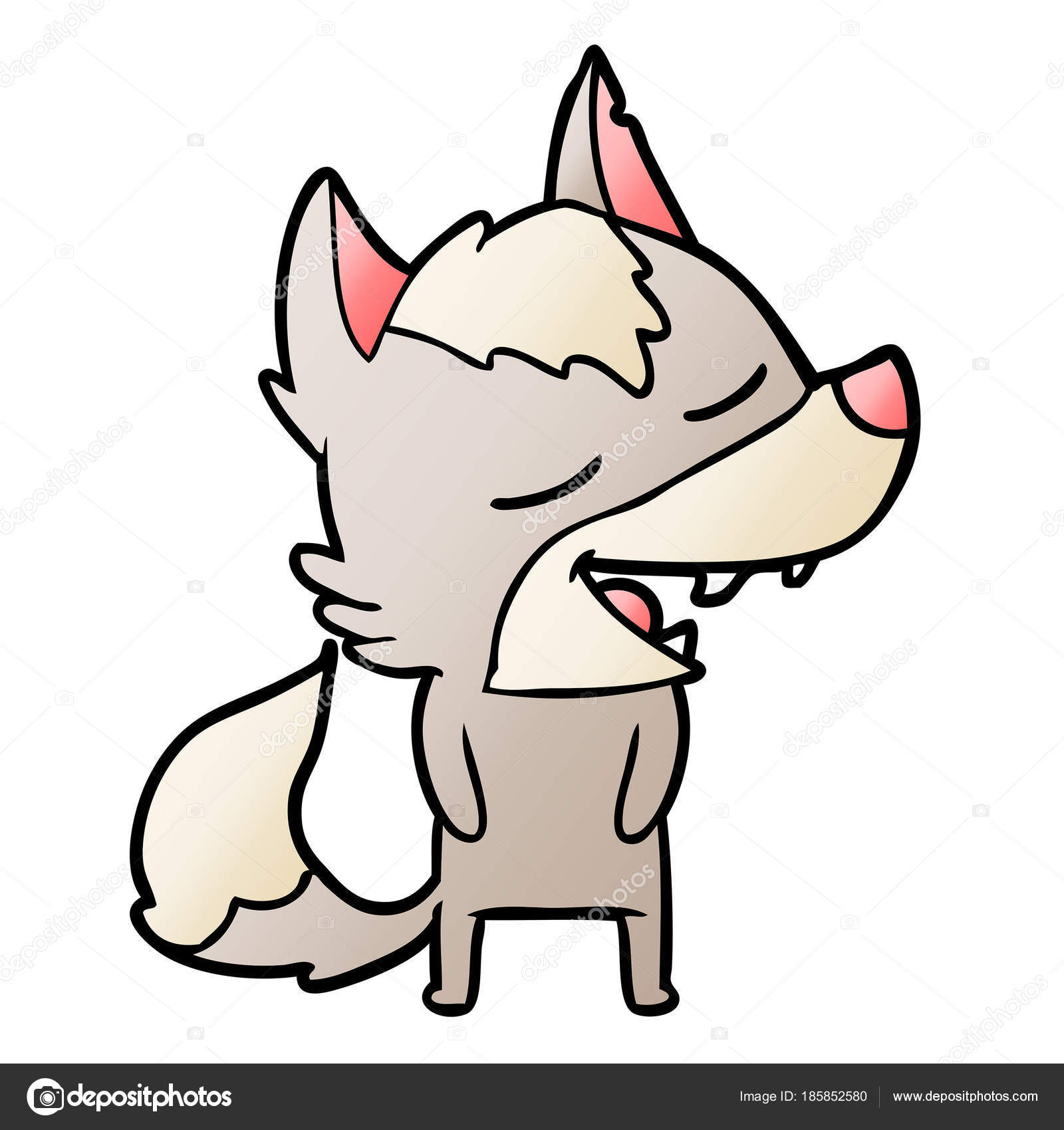 Vector Ilustración Dibujos Animados Lobo Riendo Vector de stock por ...