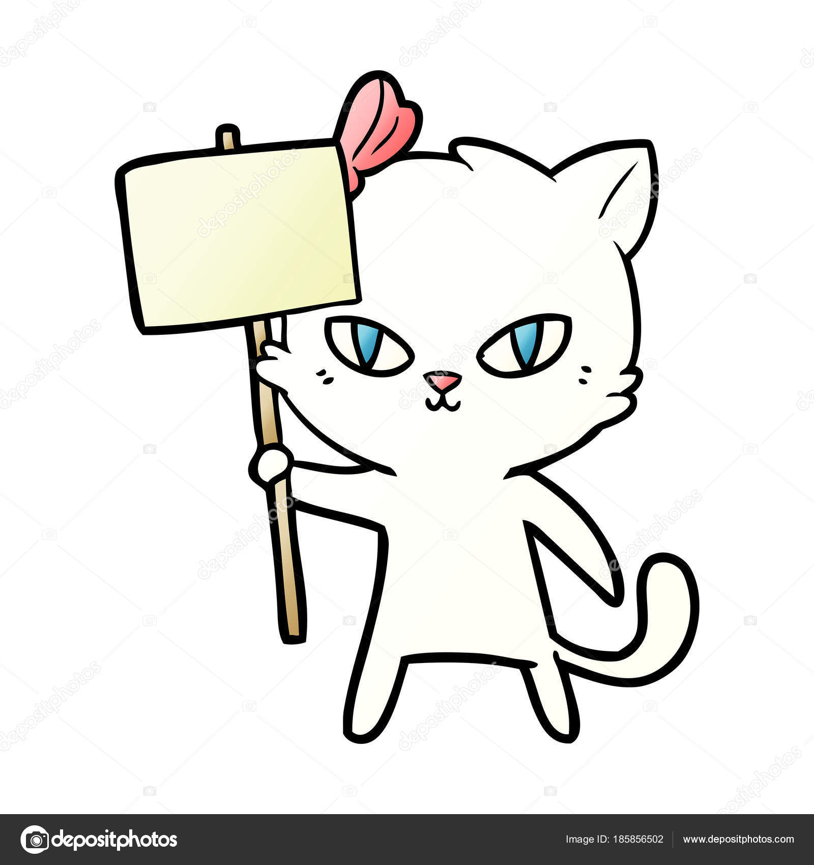 Cute Cartoon Cat Protest Sign Stock Vector by ©lineartestpilot #185856502
