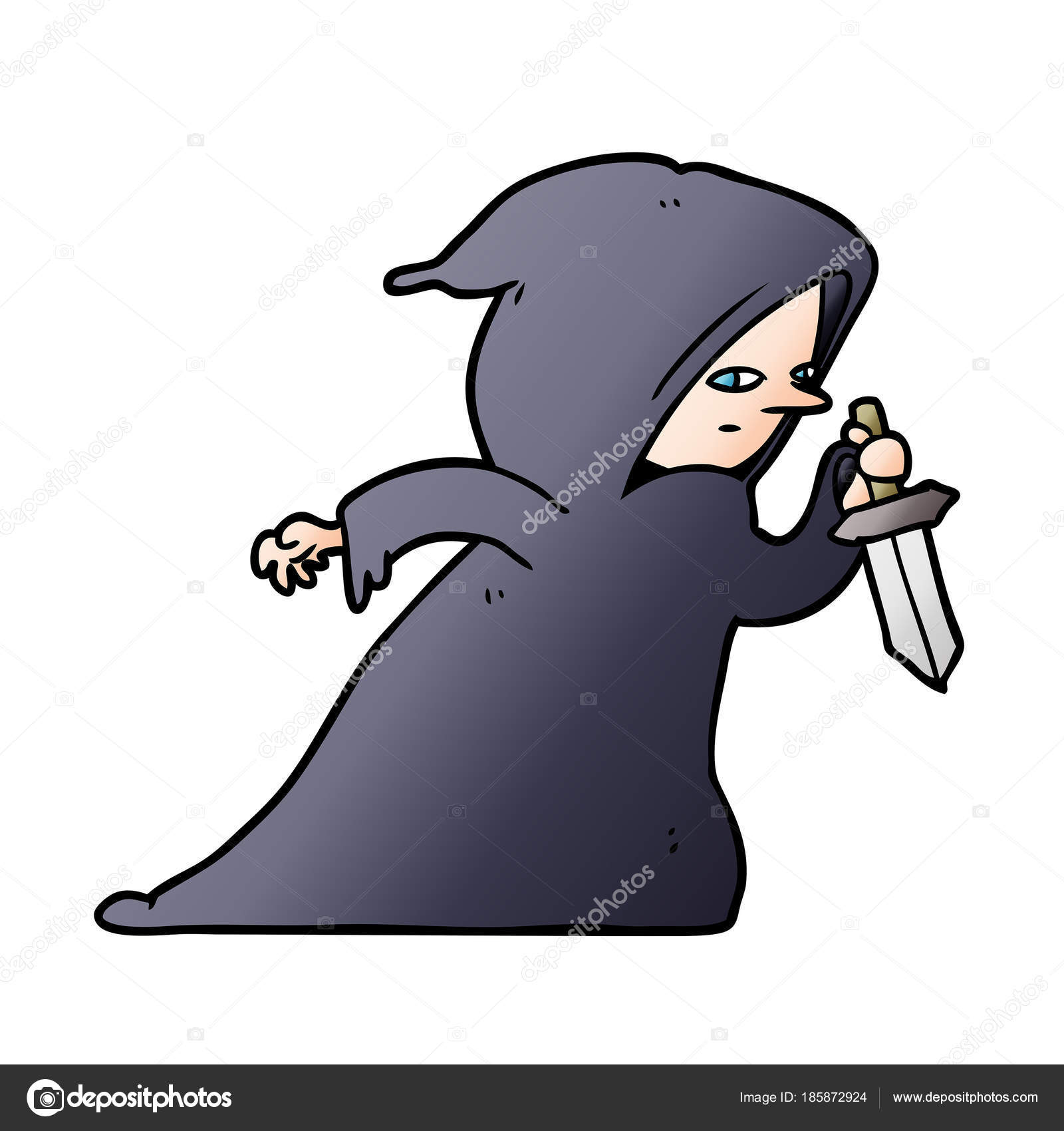 Cartoon Assassin Dark Robe Stock Vector Image by ©lineartestpilot ...