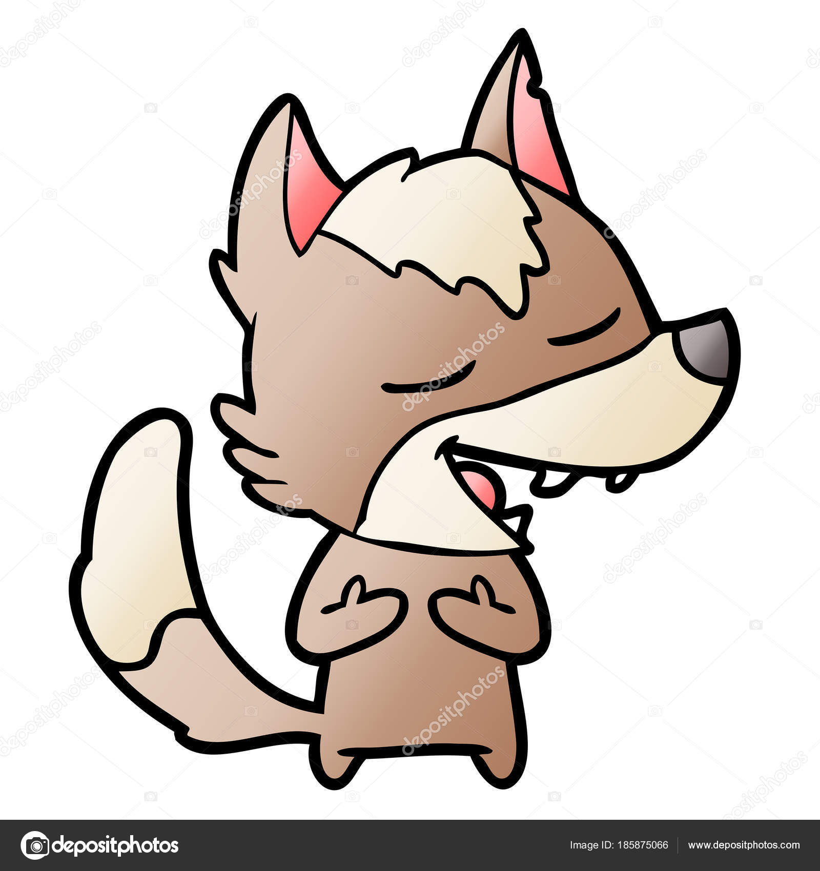 Vector Ilustración Dibujos Animados Lobo Riendo Vector de stock ...