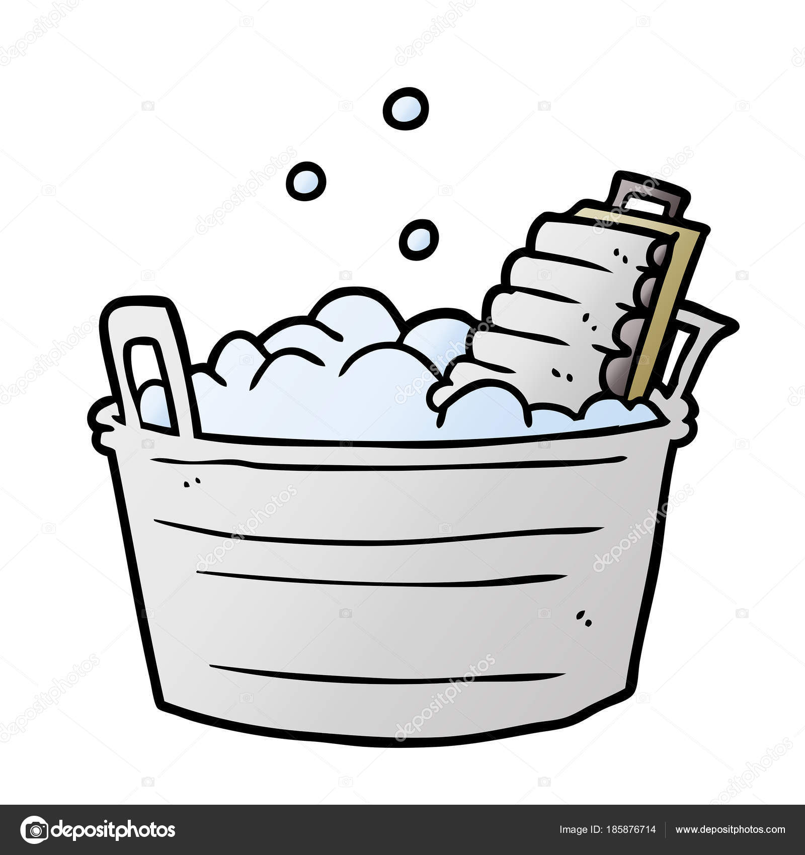 Cartoon Old Laundry Washboard Bucket Stock Vector Image by ...