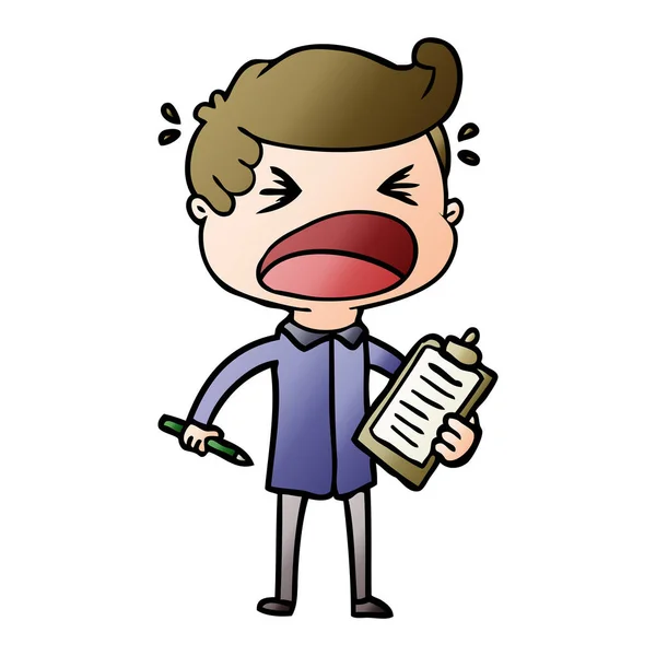 Vector Illustration Cartoon Shouting Salesman — Stock Vector ...