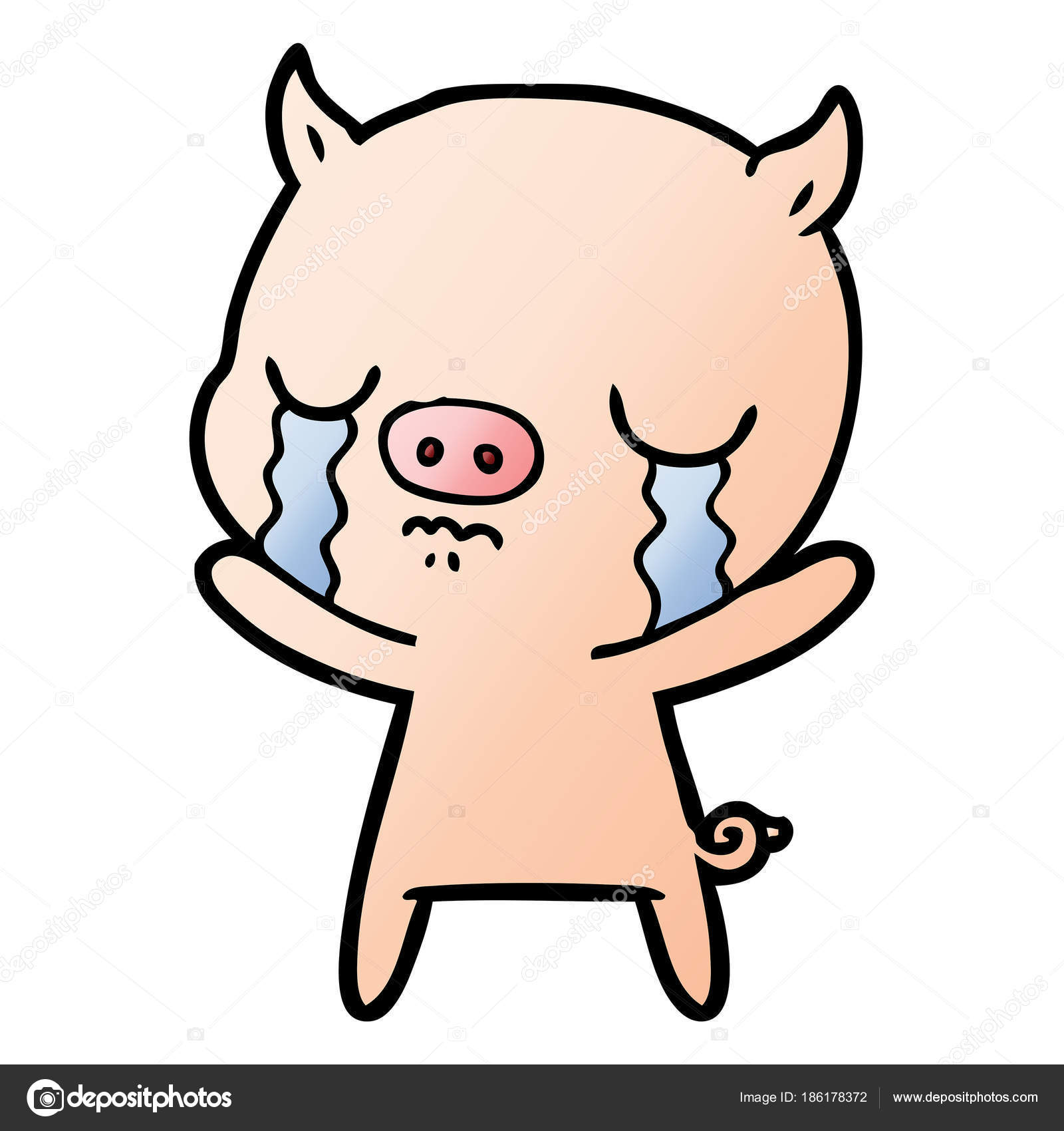 Vector Illustration Cartoon Pig Crying Stock Vector Image by ...