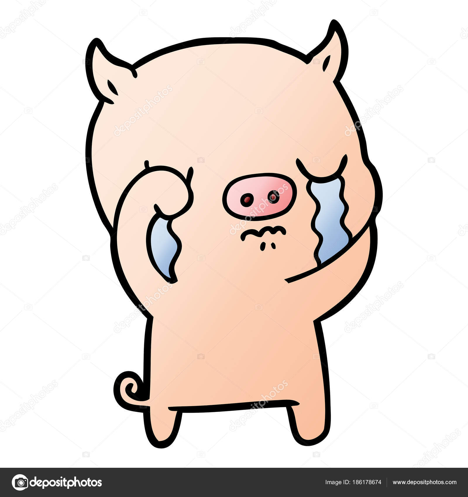Vector Ilustración Dibujos Animados Cerdo Llorando Vector de stock por ...
