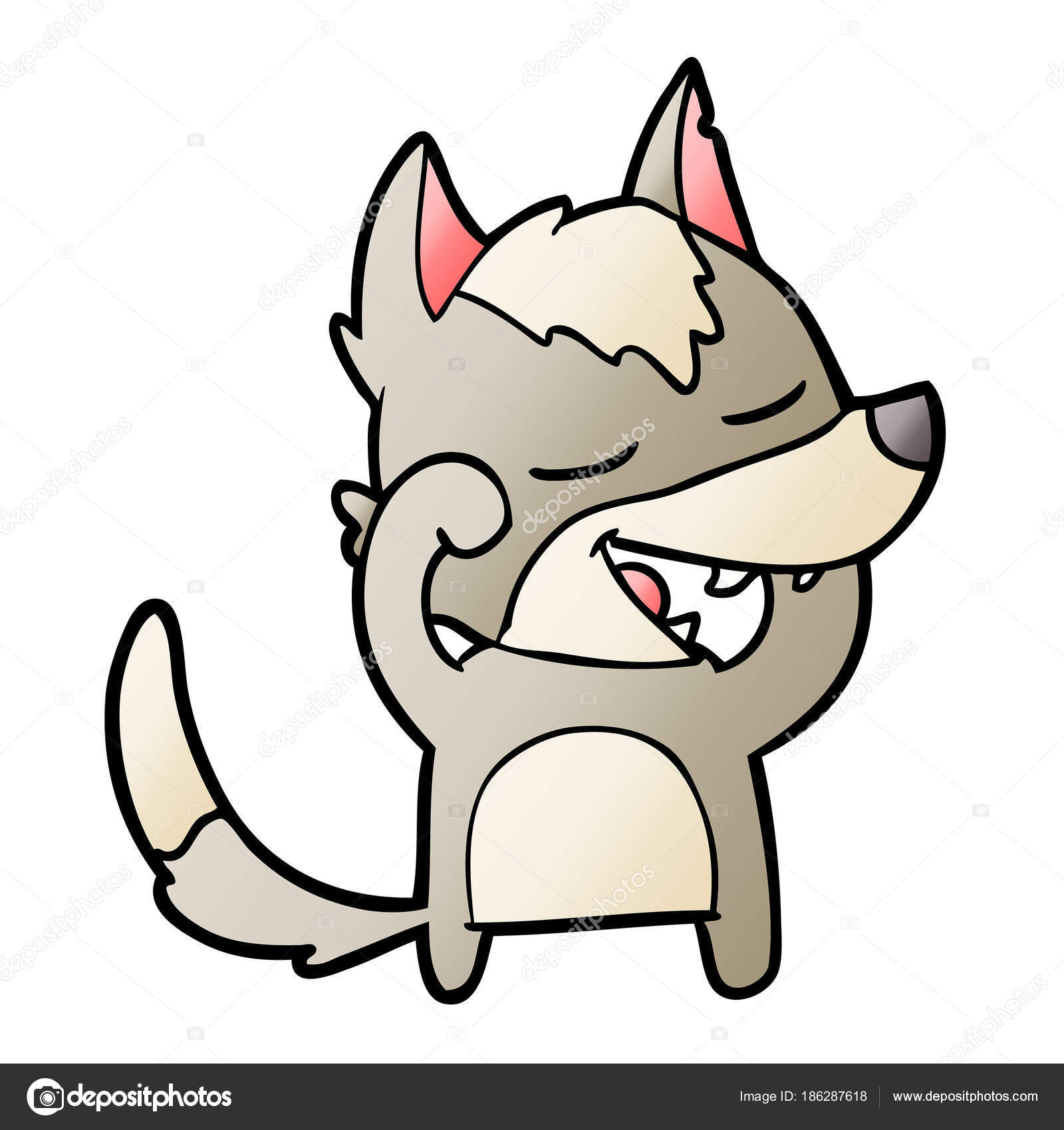 Ilustração Vetorial Lobo Dos Desenhos Animados Rindo Vetor de ...