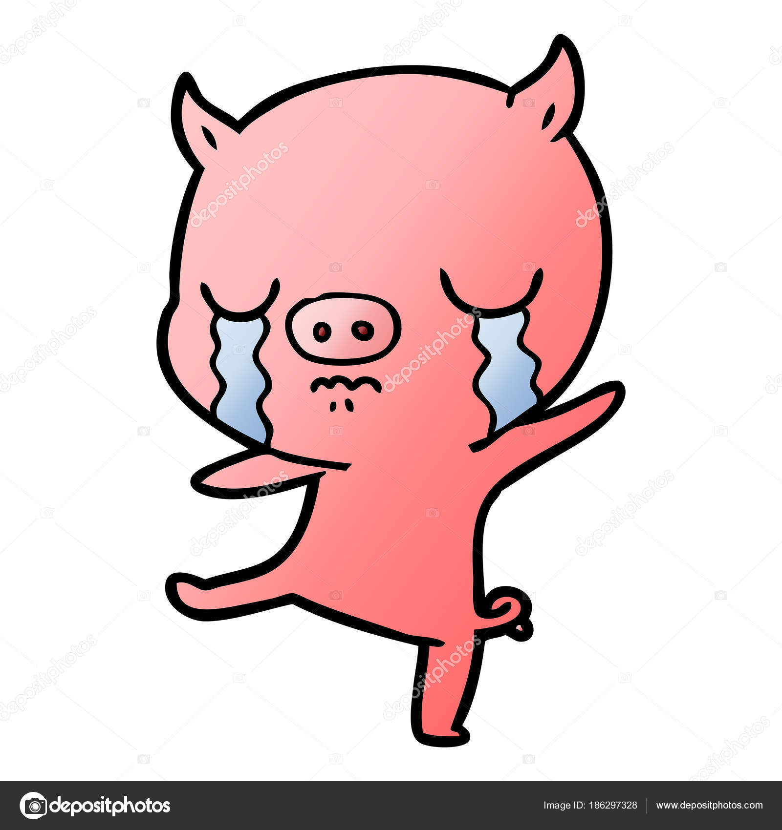 Vector Ilustración Dibujos Animados Cerdo Llorando Vector de stock por ...