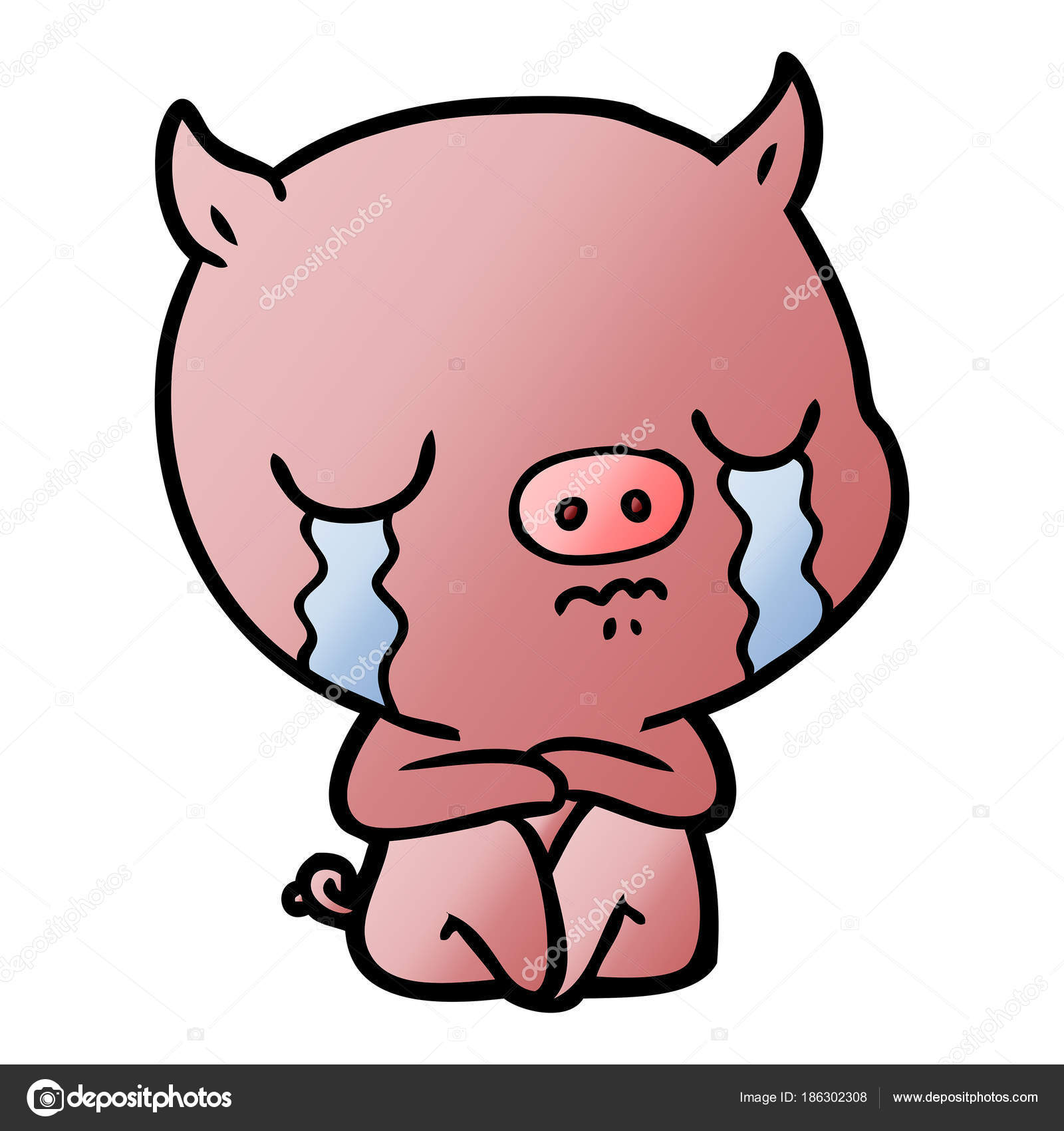 Vector Illustration Cartoon Pig Crying Stock Vector by ©lineartestpilot ...