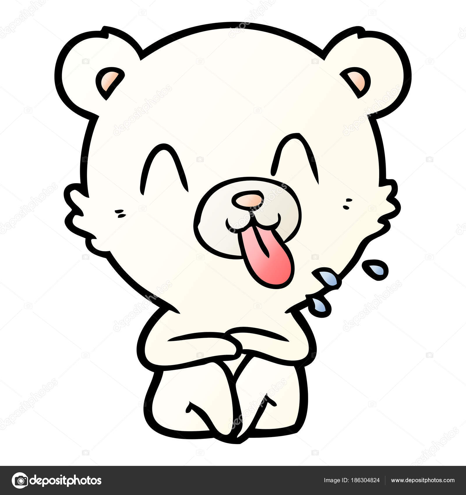 Grosero Dibujos Animados Oso Polar Sobresaliendo Lengua Vector de stock ...