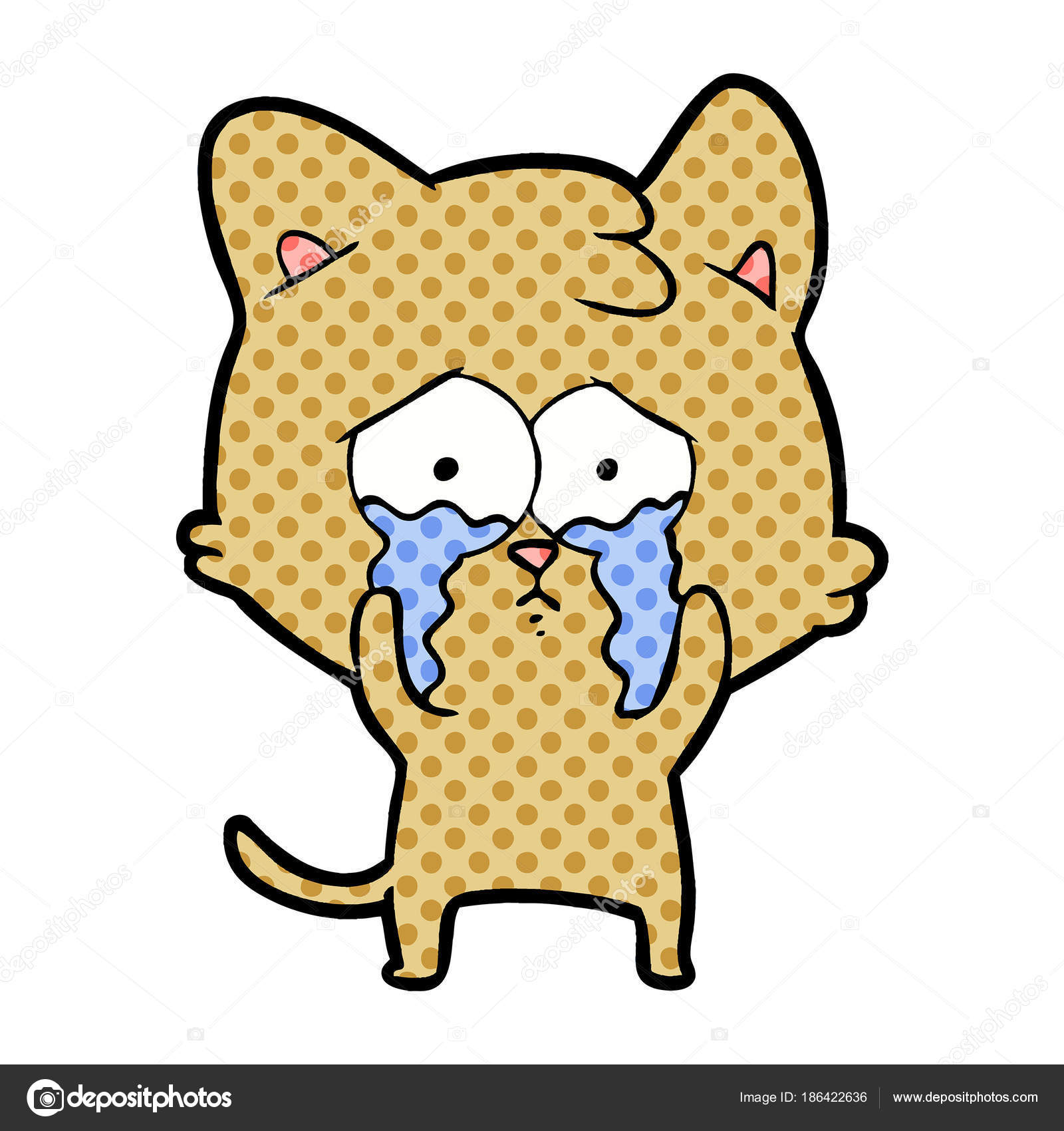 Vector Illustration Cartoon Crying Cat Stock Vector by ©lineartestpilot ...