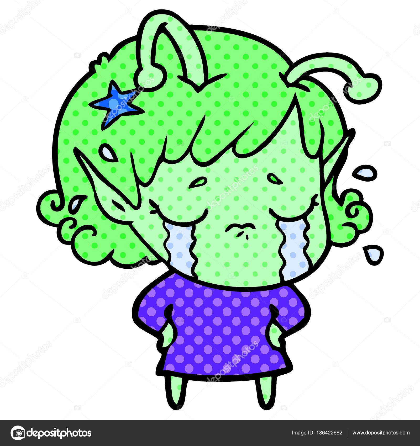 Cartoon Crying Alien Girl Stock Vector Image by ©lineartestpilot #186422682