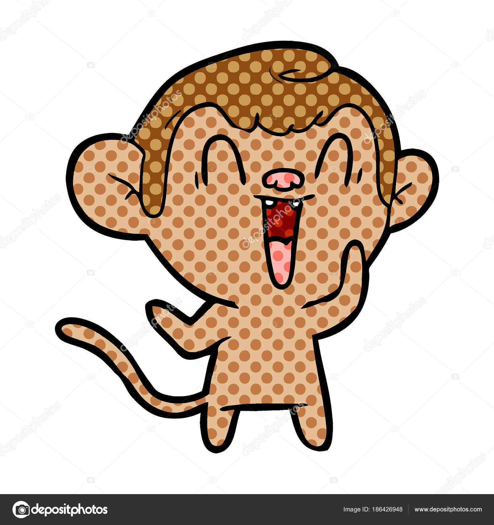 Vector Ilustración Dibujos Animados Riéndose Mono Vector de stock ...