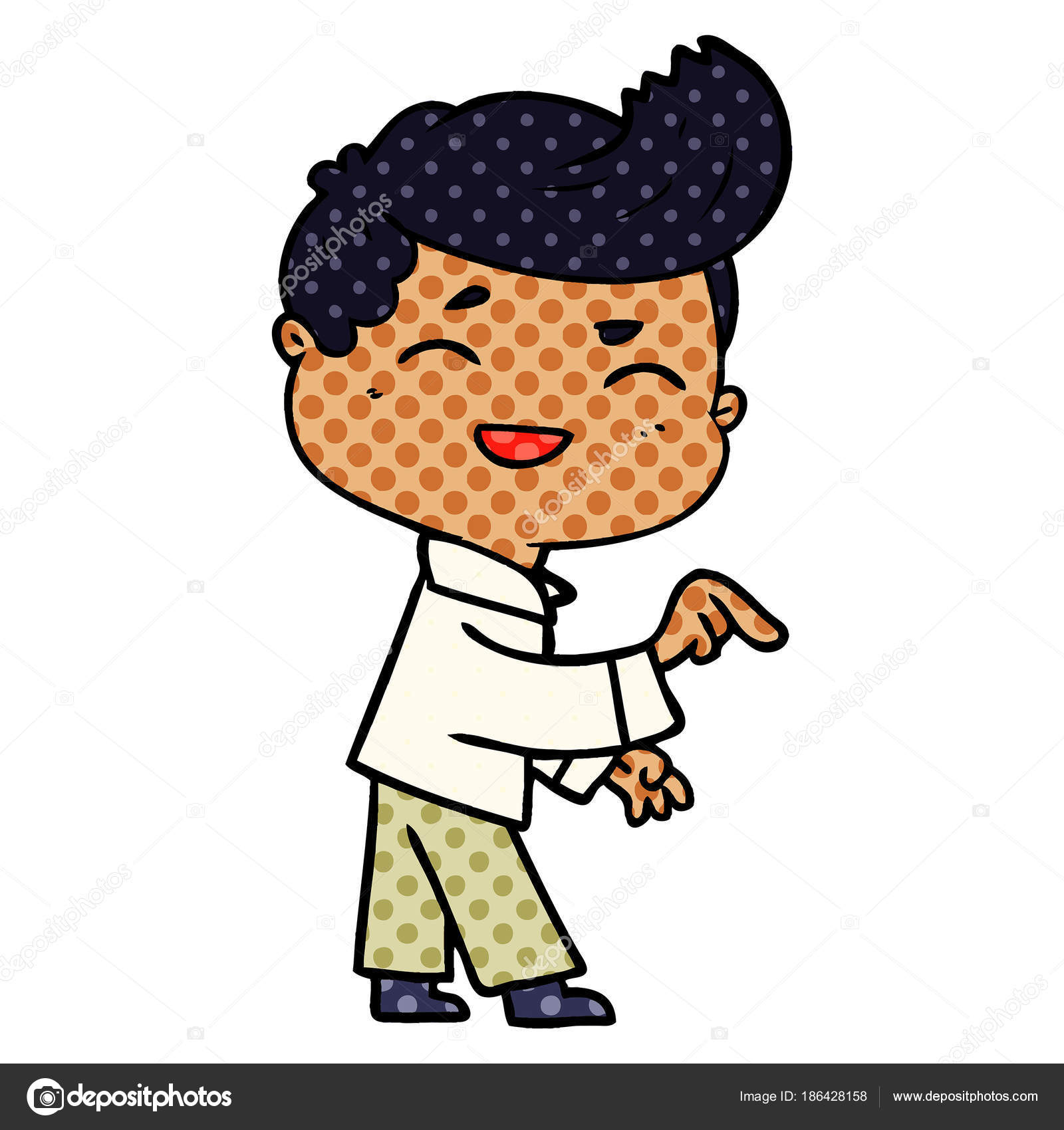 Hombre Dibujos Animados Riendo Señalando Vector de stock por ...