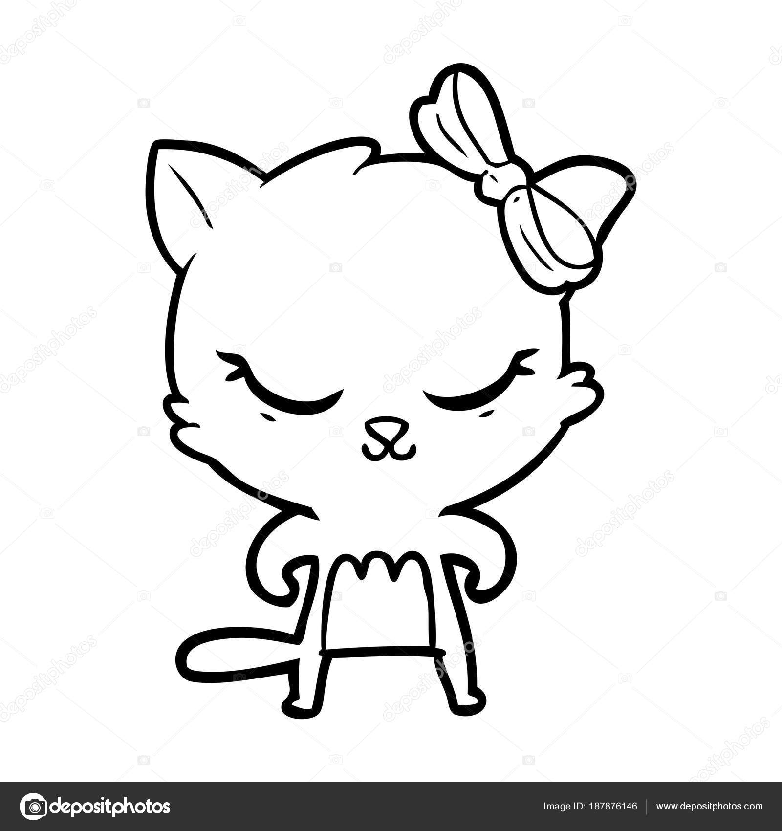 Cute Cartoon Cat Bow Stock Vector Image by ©lineartestpilot #187876146