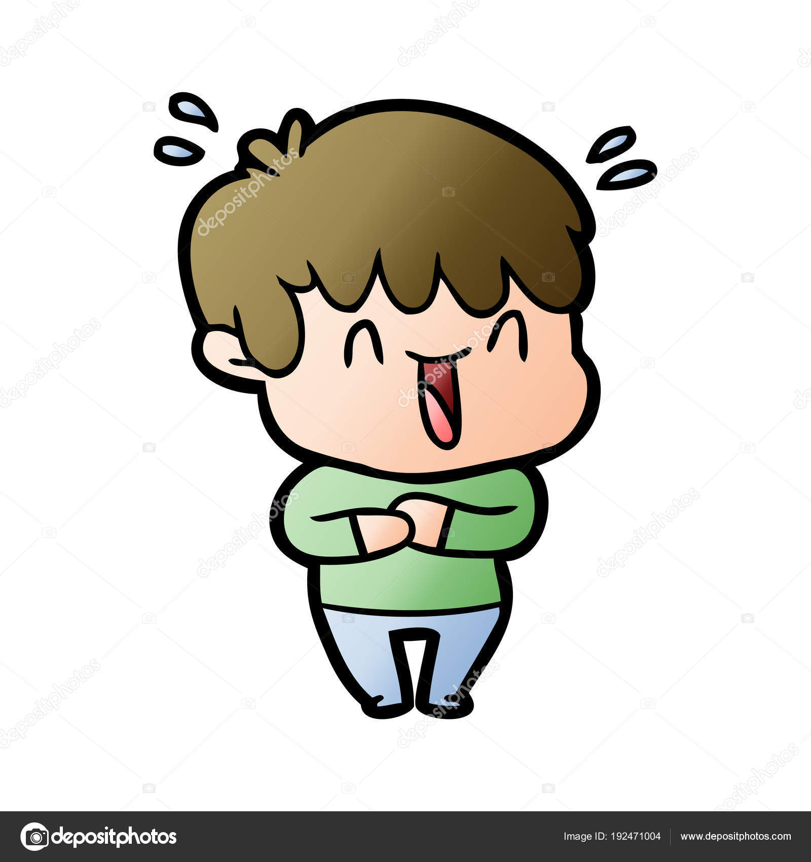 Vector Ilustración Dibujos Animados Niño Riendo Vector de stock ...