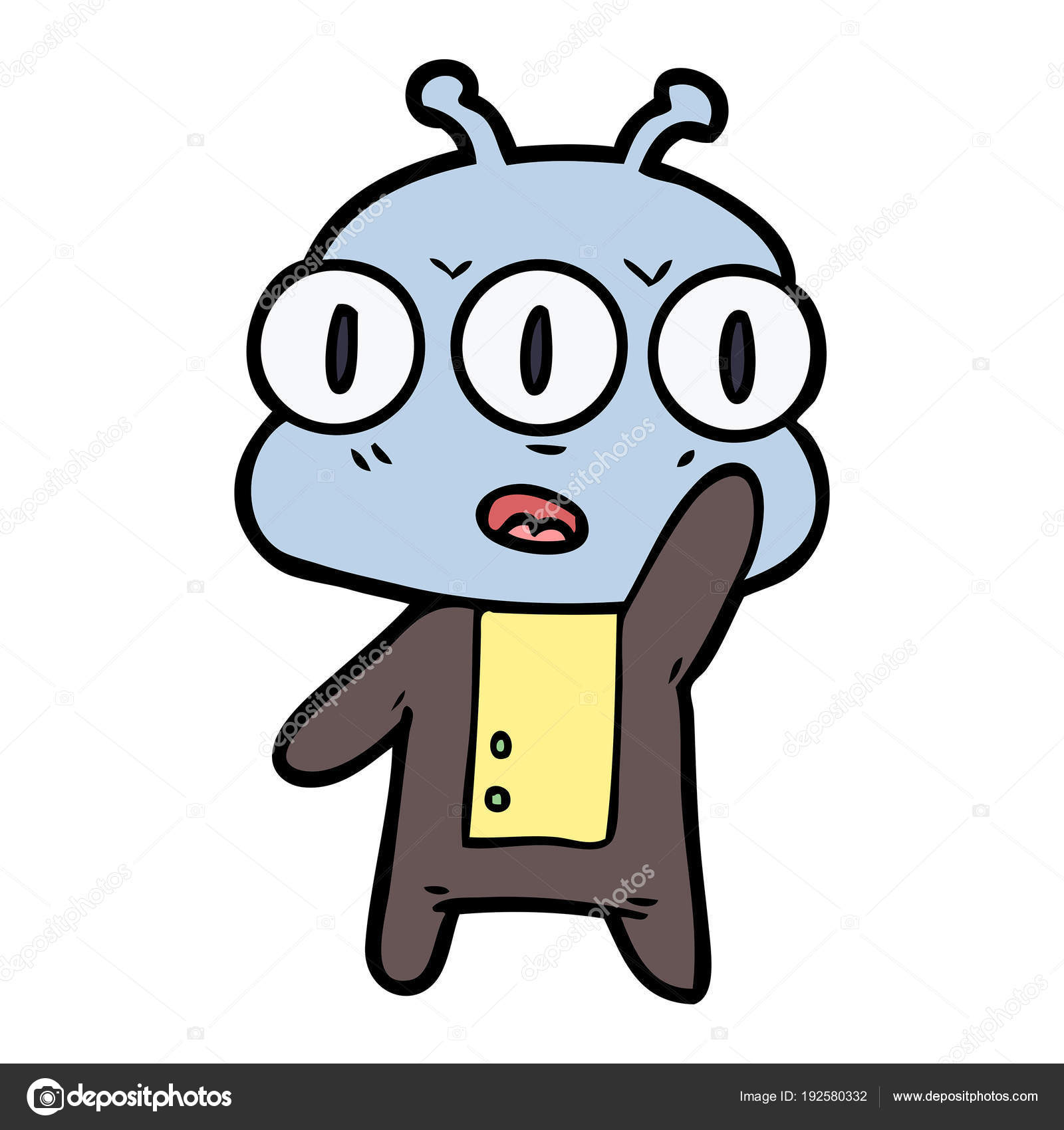 Dibujos Animados Tres Ojos Alienígenas Ondeando Vector de stock por ...