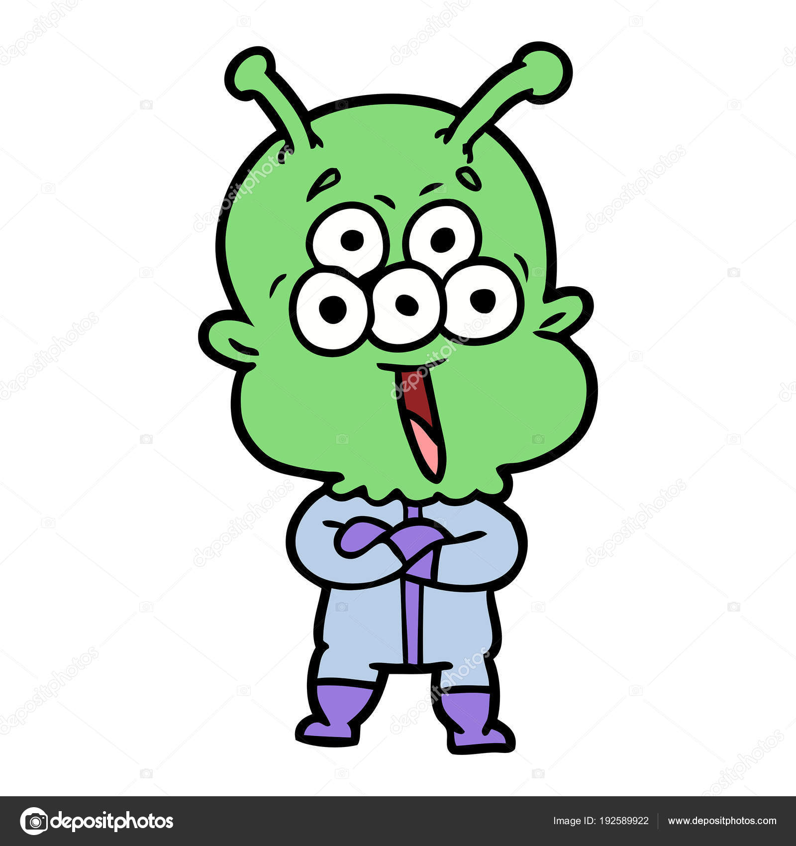 Vector Illustration Happy Cartoon Alien — Stock Vector ...