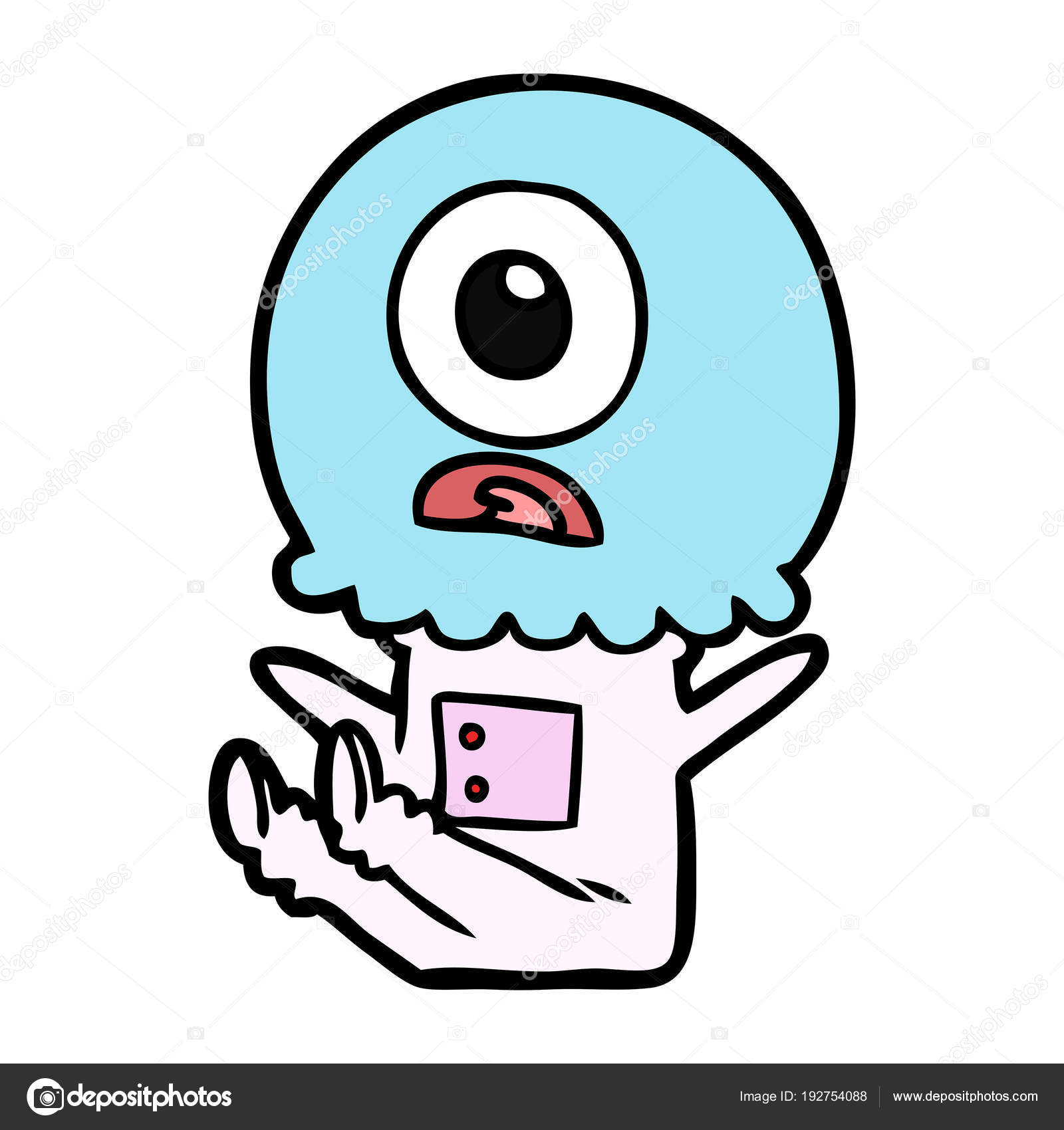 Cartoon Cyclops Alien Spaceman Stock Vector by ©lineartestpilot 192754088