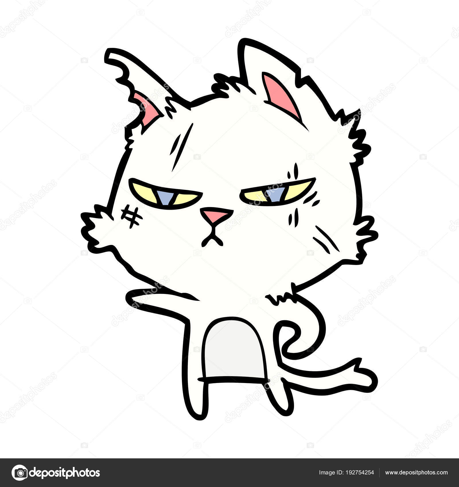 Difícil Desenho Animado Gato Apontando imagem vetorial de ...