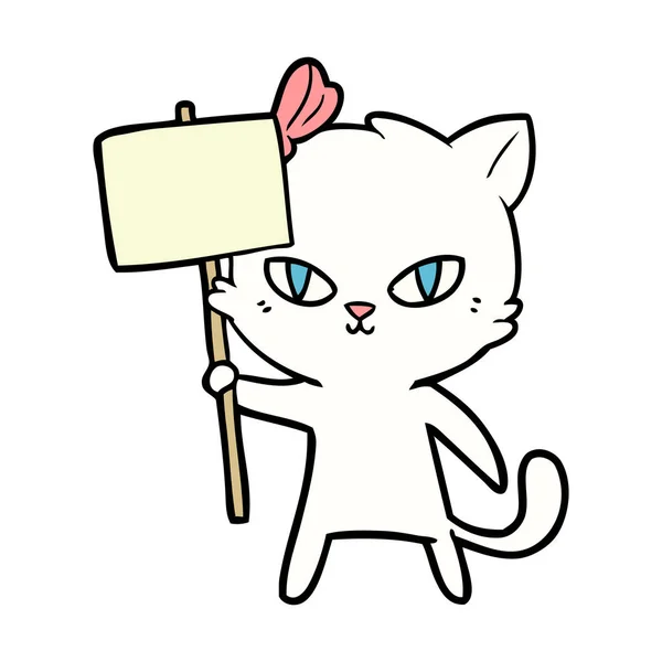 Cute Cartoon Cat Sign Stock Vector by ©lineartestpilot 193109256