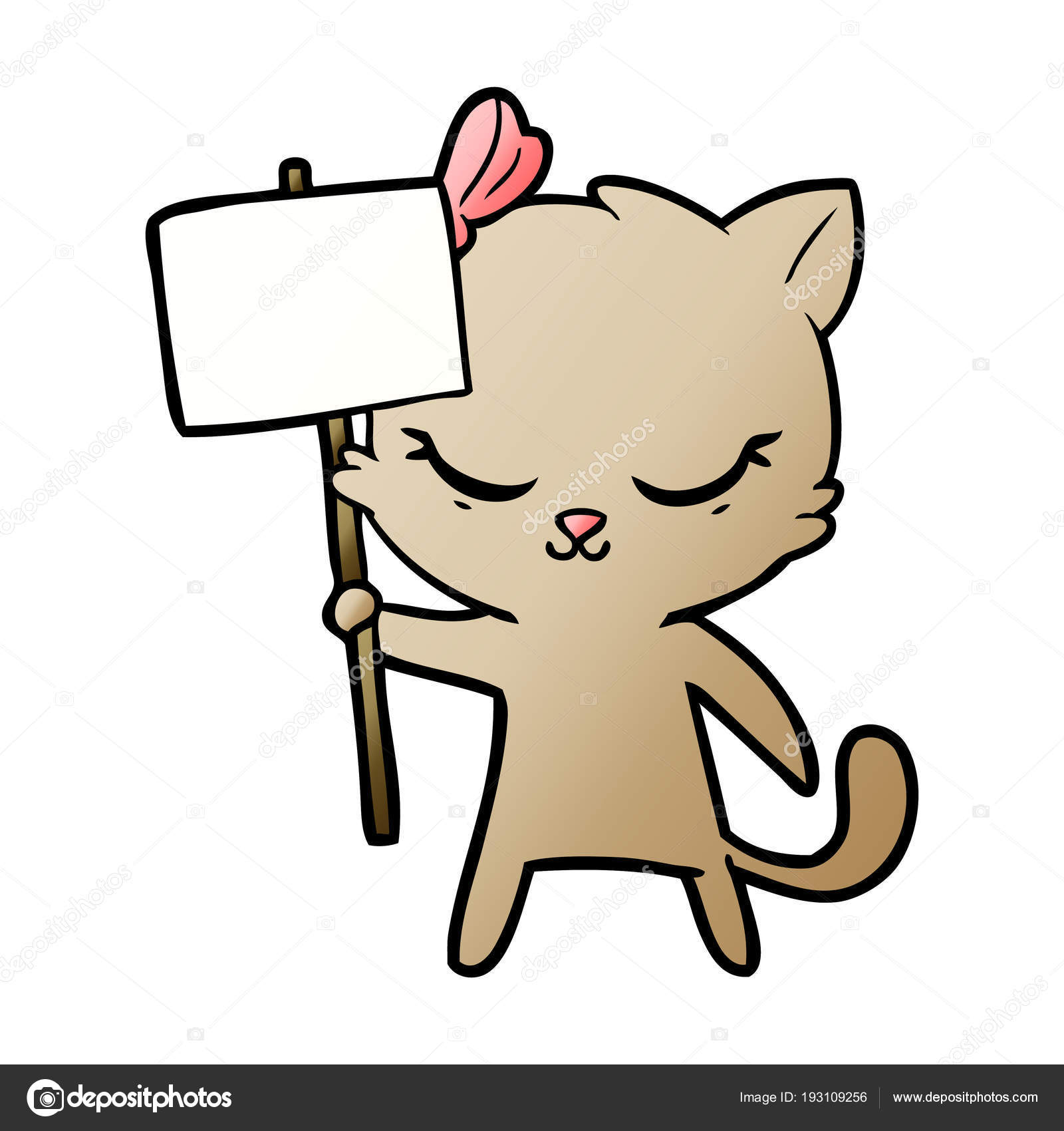 Cute Cartoon Cat Sign Stock Vector by ©lineartestpilot 193109256