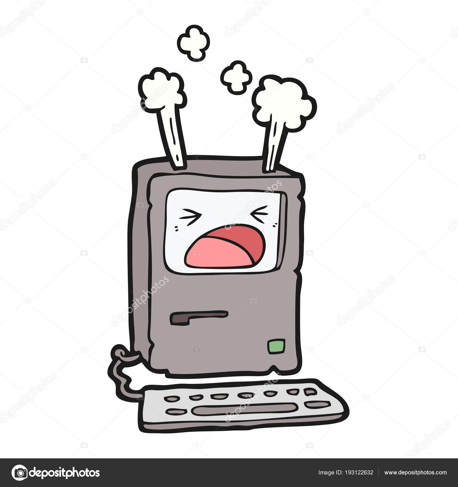 Vector Illustration Cartoon Overheating Computer Stock Vector by ...
