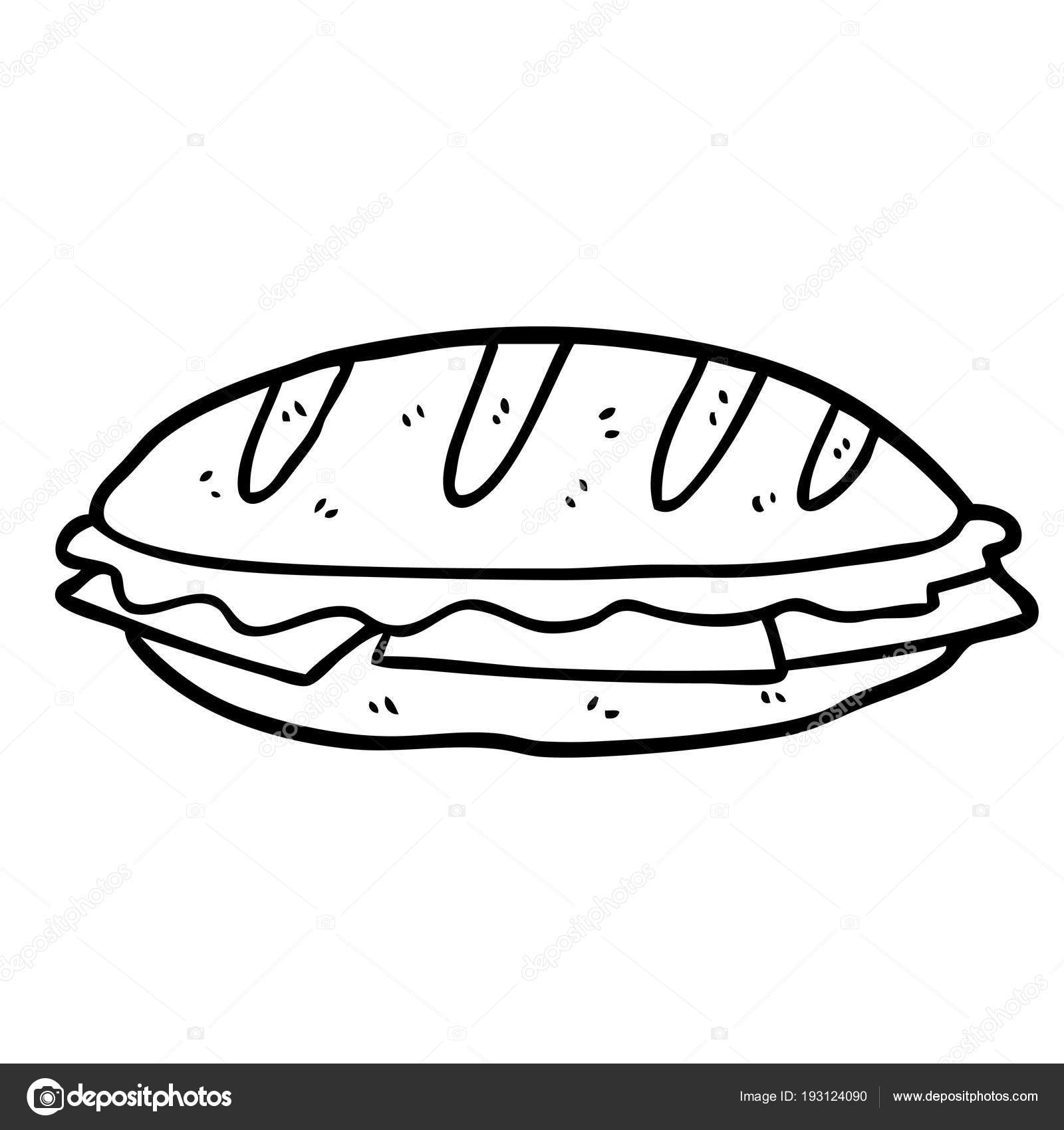 Line Drawing Cheese Sandwich — Stock Vector © lineartestpilot #193124090
