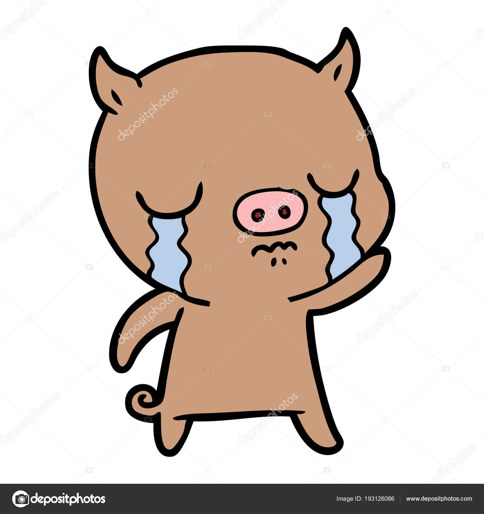 Cartoon Pig Crying Waving Goodbye Stock Vector Image by ...