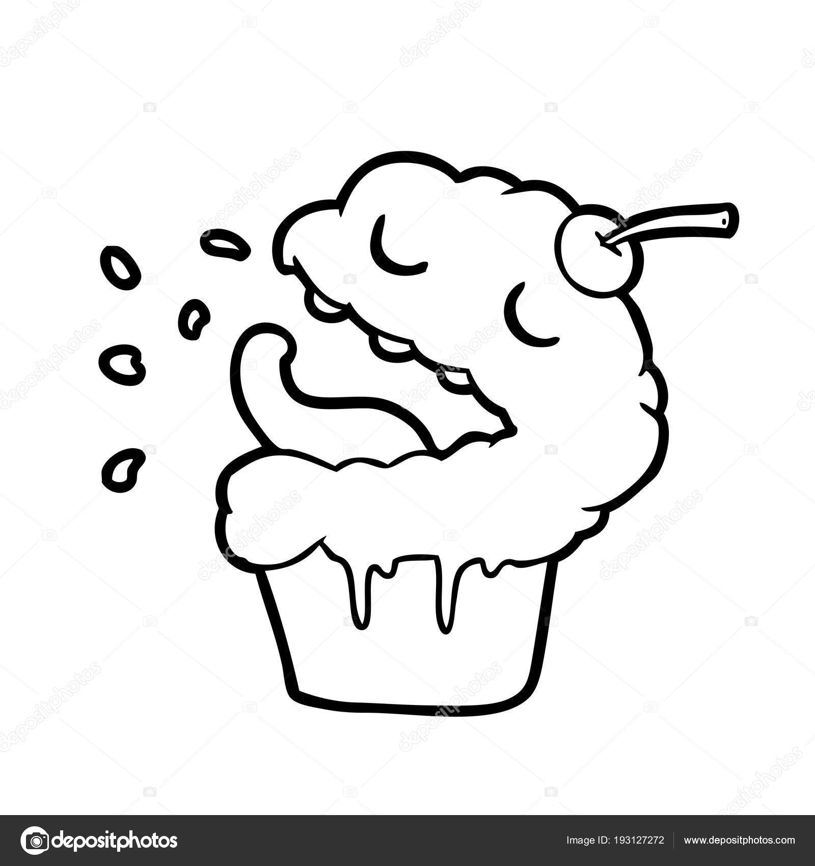Funny Line Drawing Cupcake Stock Vector Image by ©lineartestpilot ...