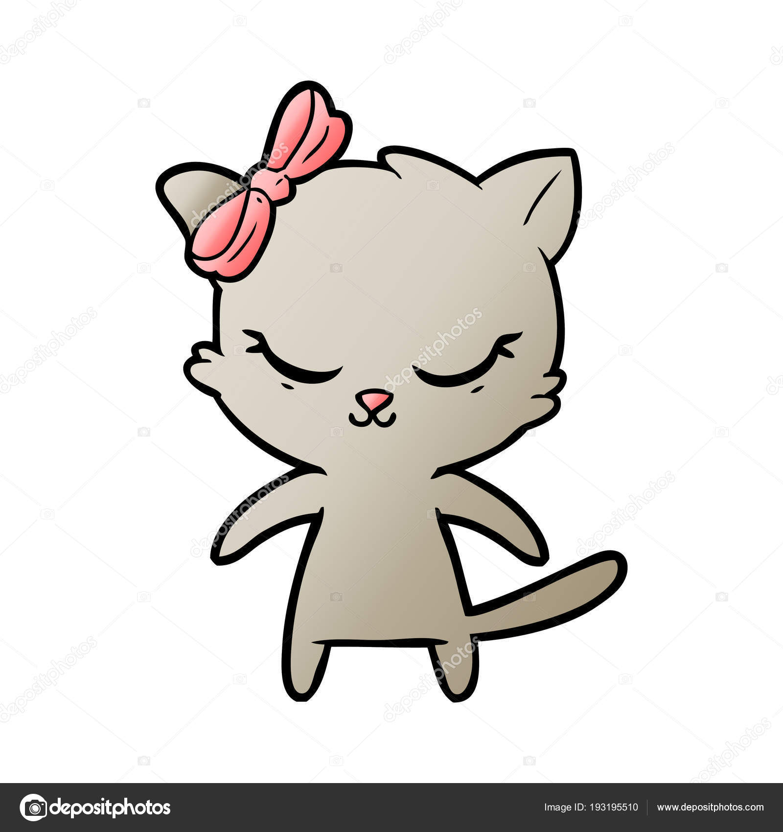 Cute Cartoon Cat Bow Stock Vector by ©lineartestpilot 193195510
